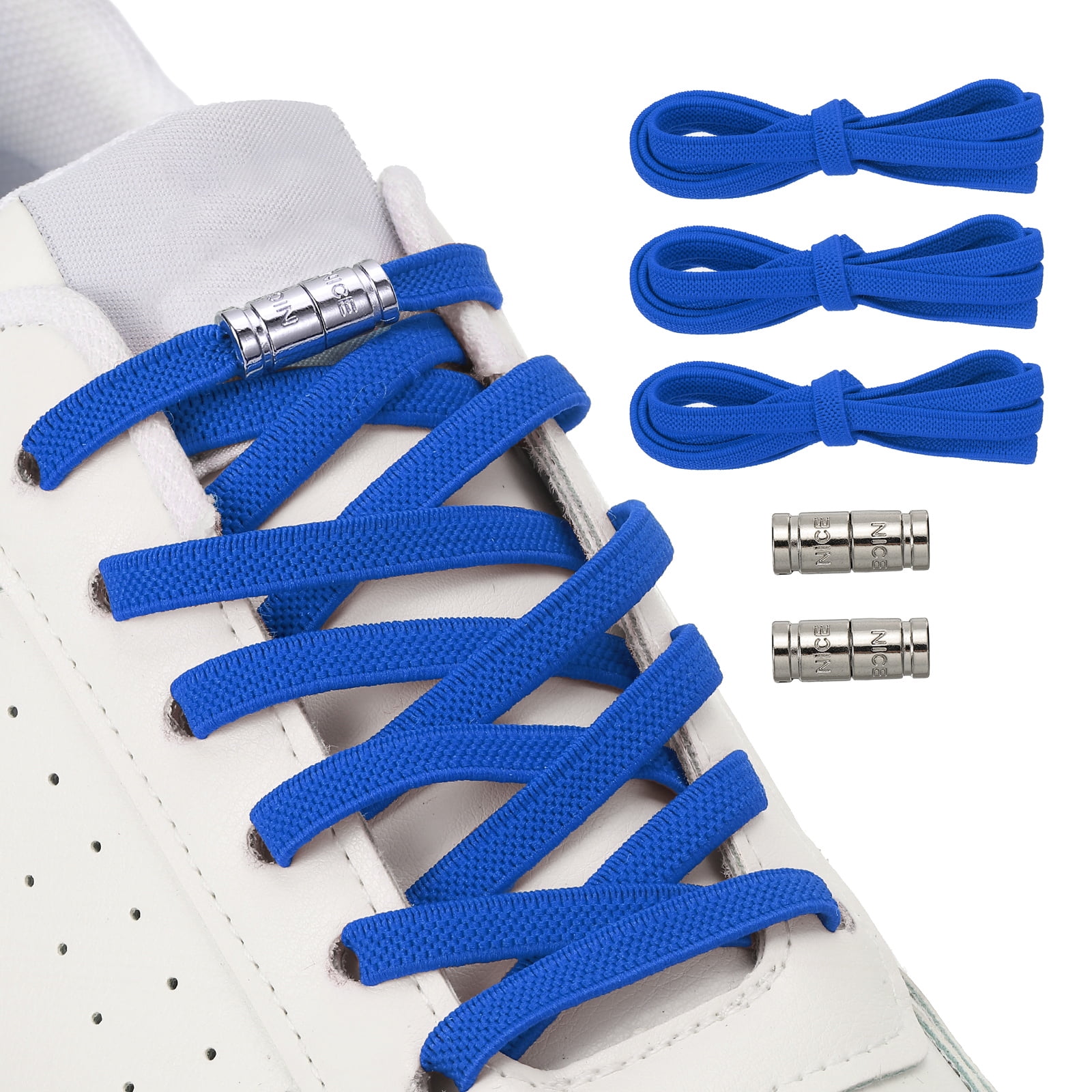 Uxcell No Tie Shoelaces Tieless Elastic Shoe Laces, with 2 Metal Locks ...