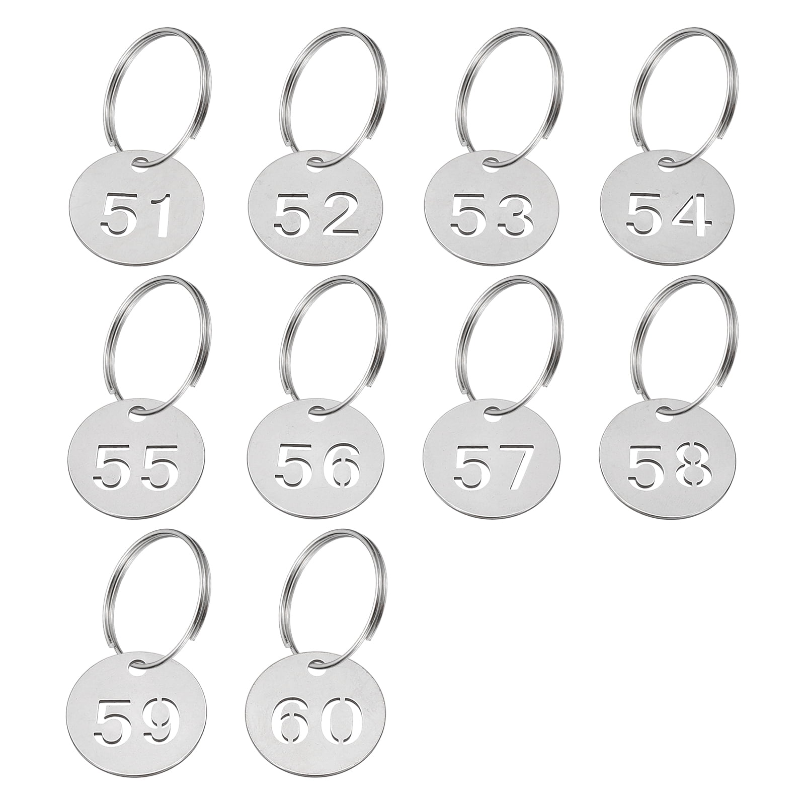 Uxcell Number Key Tag 23 mm Stainless Steel 51-60 ID Number Tag with ...