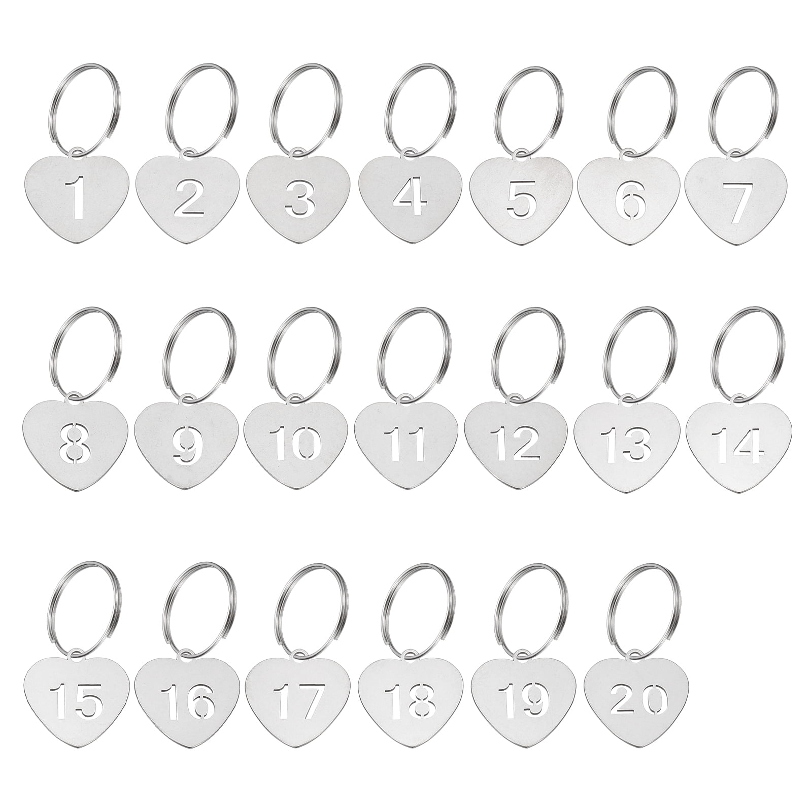 Uxcell Number Key Tag, 25 mm Stainless Steel 1-20 ID Number Tags with ...