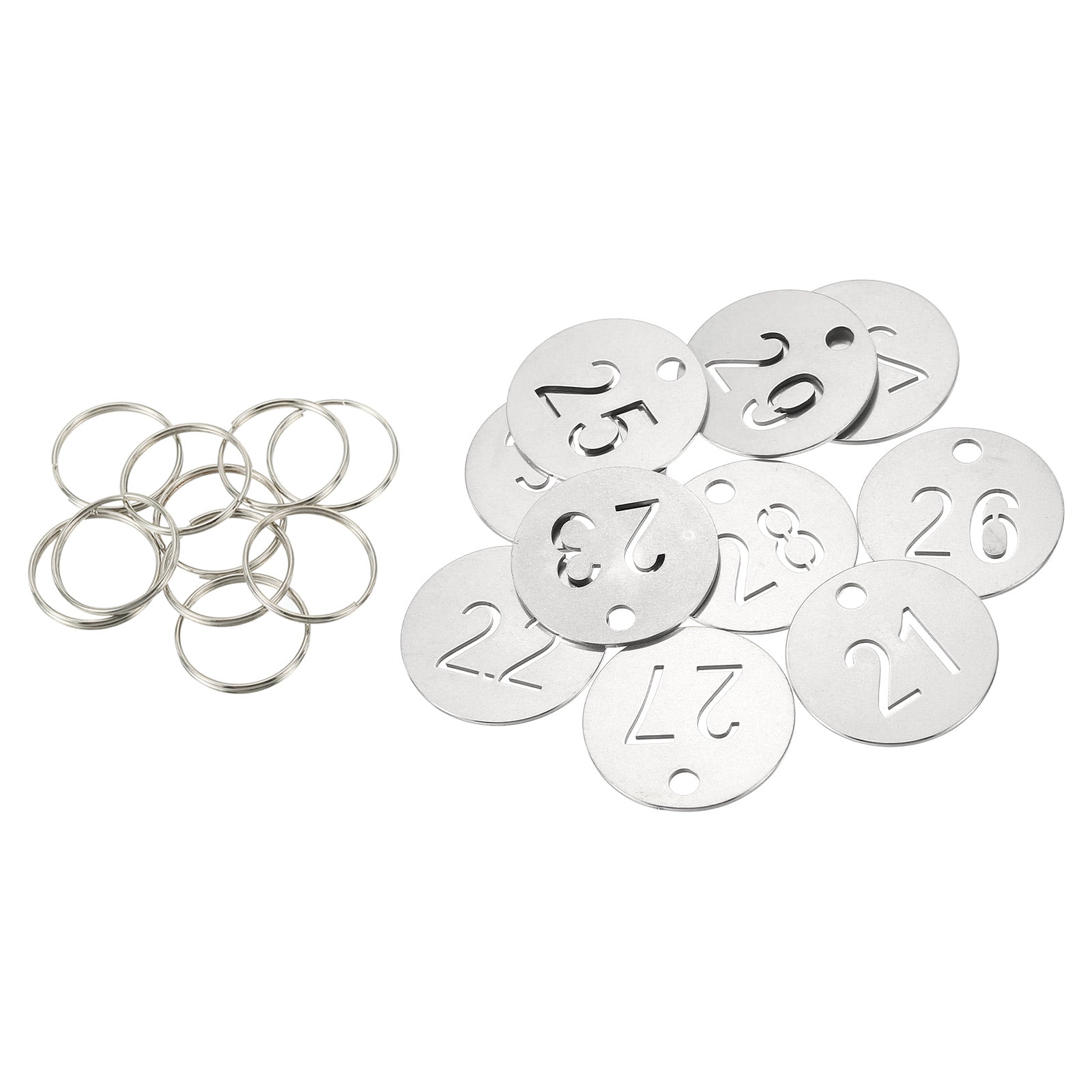 Uxcell Number Key Tag, 30mm Stainless Steel 21-30 ID Number Tags with ...