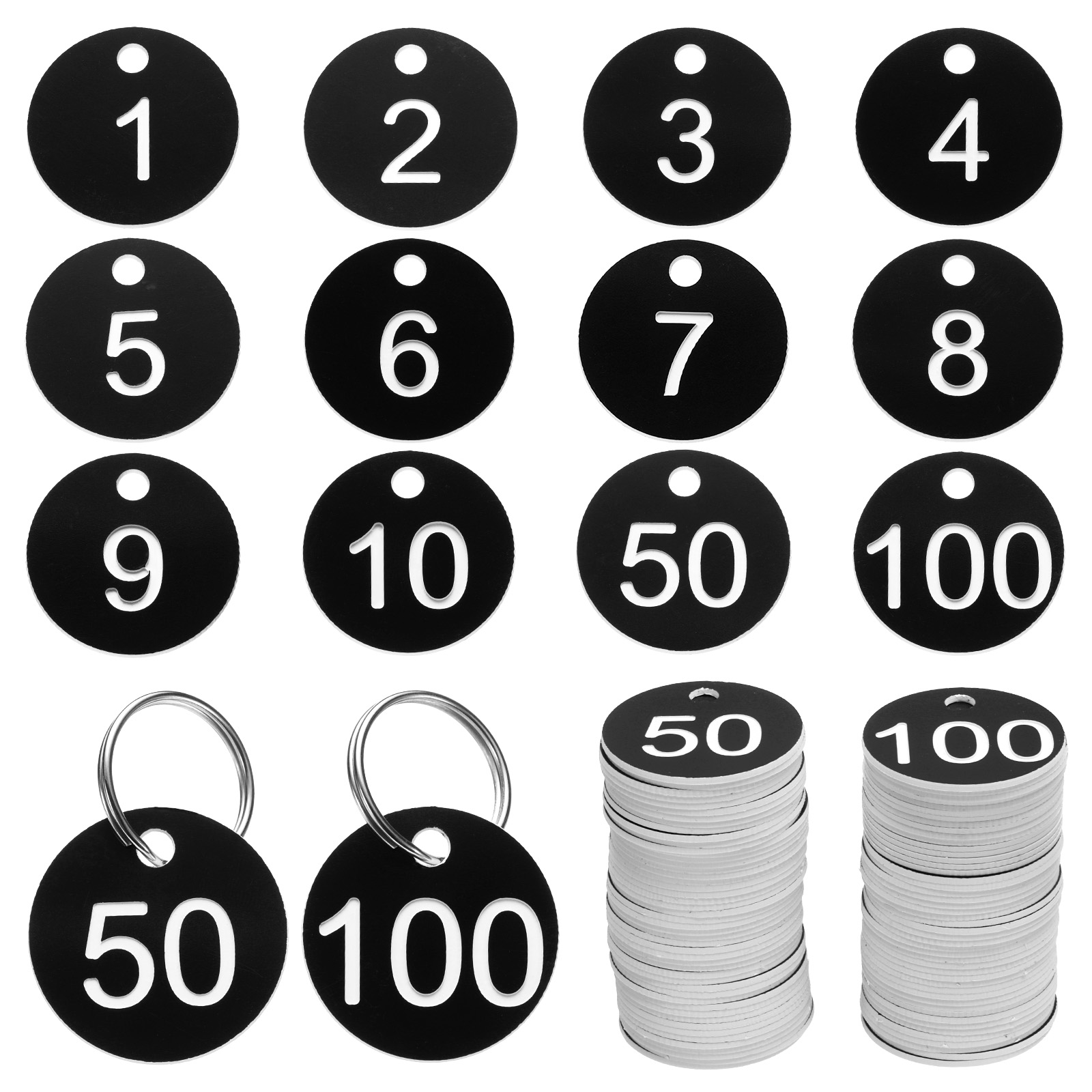 Uxcell Numbers Key Tags, 1-100 Plastic ID Hang Tag with Metal Ring ...
