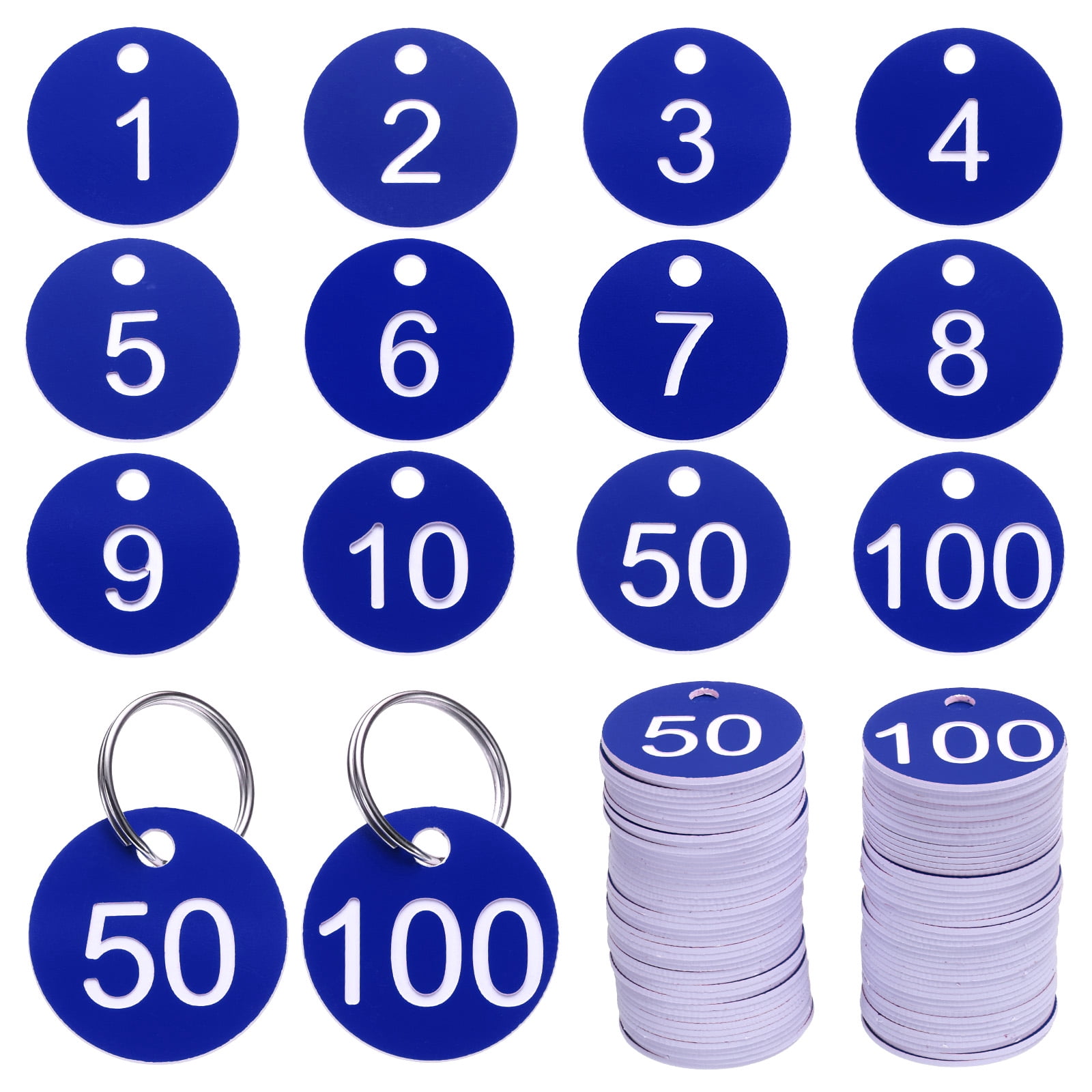 Uxcell Numbers Key Tags, 1-100 Plastic ID Hang Tag with Metal Ring ...