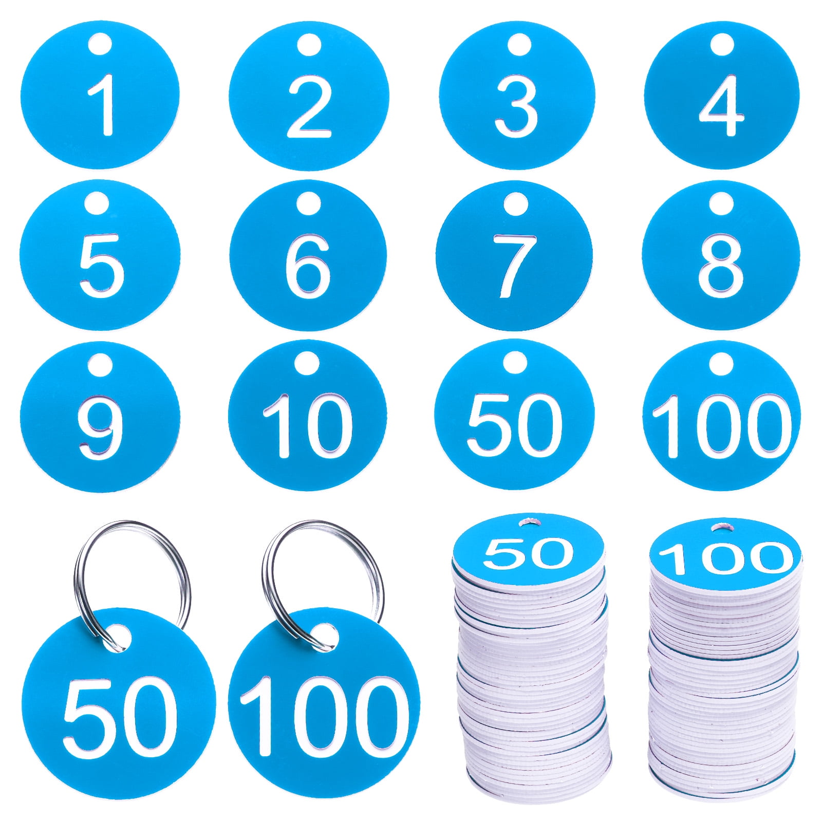 Uxcell Numbers Key Tags, 1-100 Plastic ID Hang Tag with Metal Ring ...