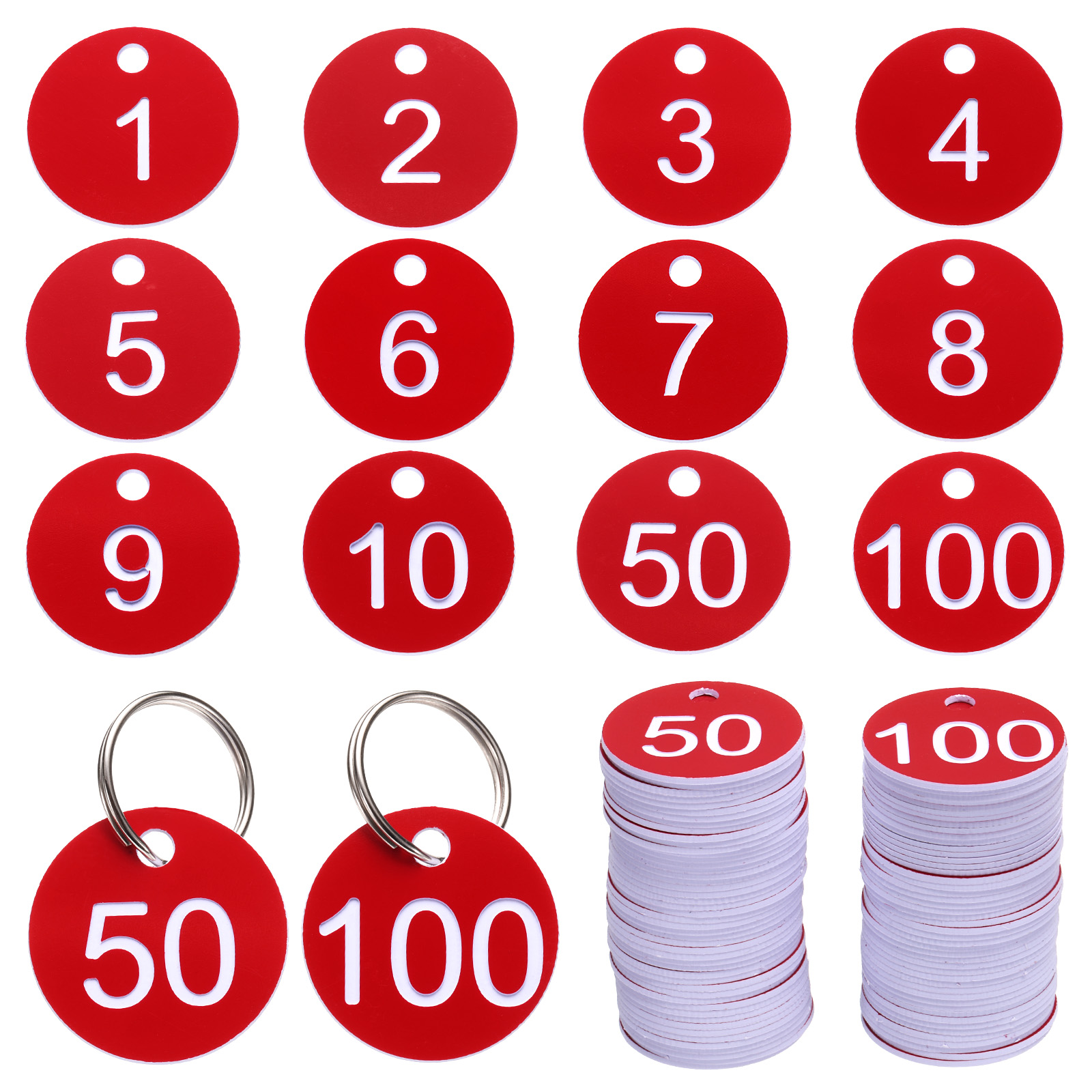 Uxcell Numbers Key Tags, 1-100 Plastic ID Hang Tag with Metal Ring ...