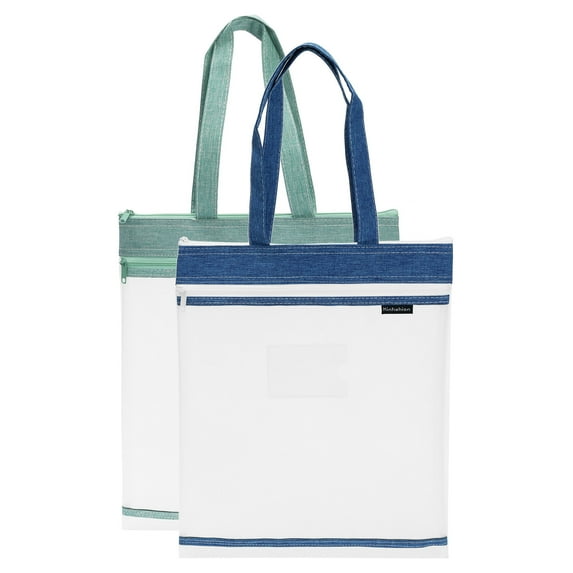 Uxcell Nylon Document Bag, Mesh Transparent File Pouch for Office, Blue ...