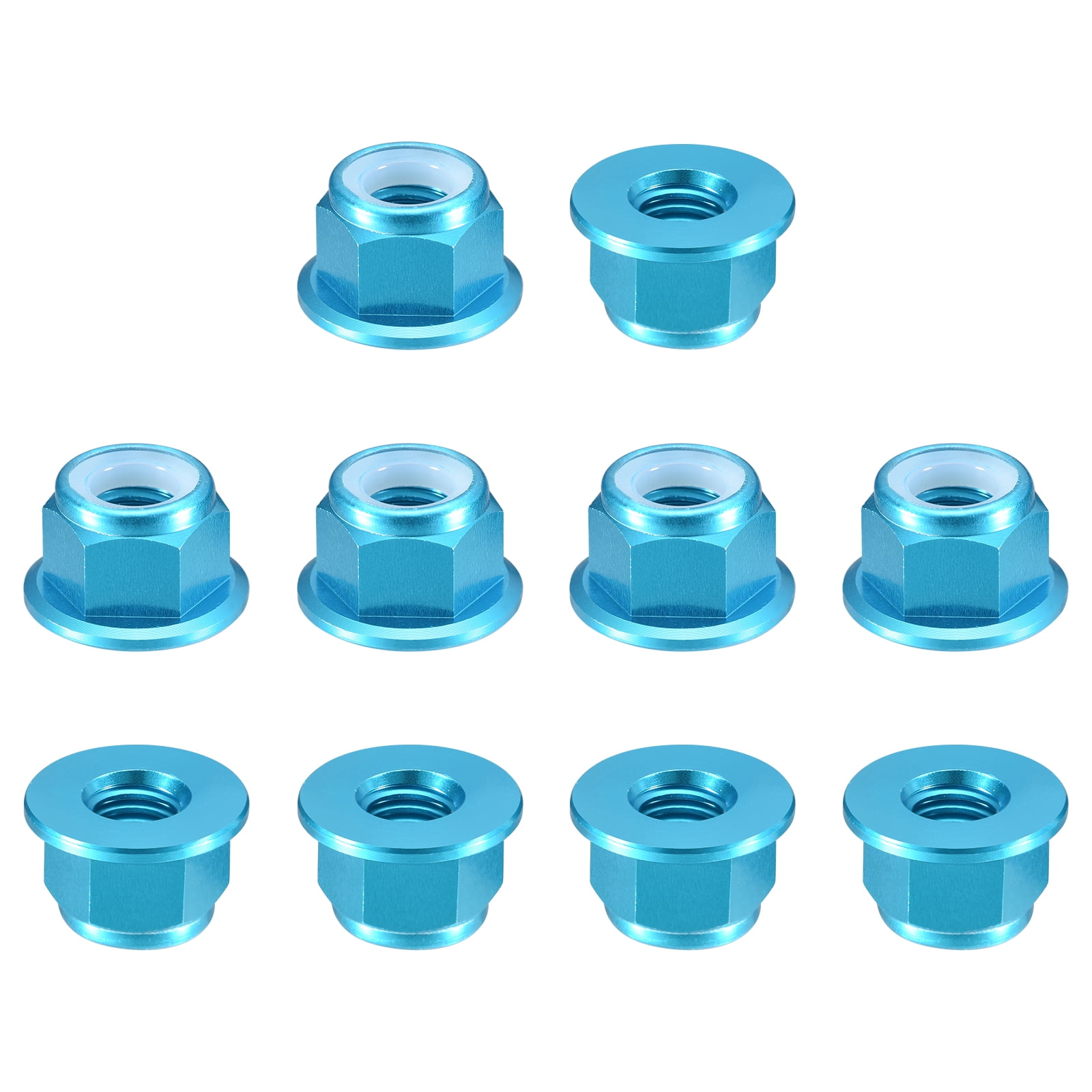 Uxcell Nylon Insert Hex Lock Nuts, 10pack - M8 x 1.25mm Aluminum Alloy ...