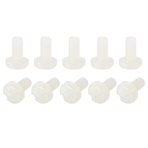 Uxcell Nylon Machine Screws, M4x8mm Slotted Pan Head Fasteners Bolts ...