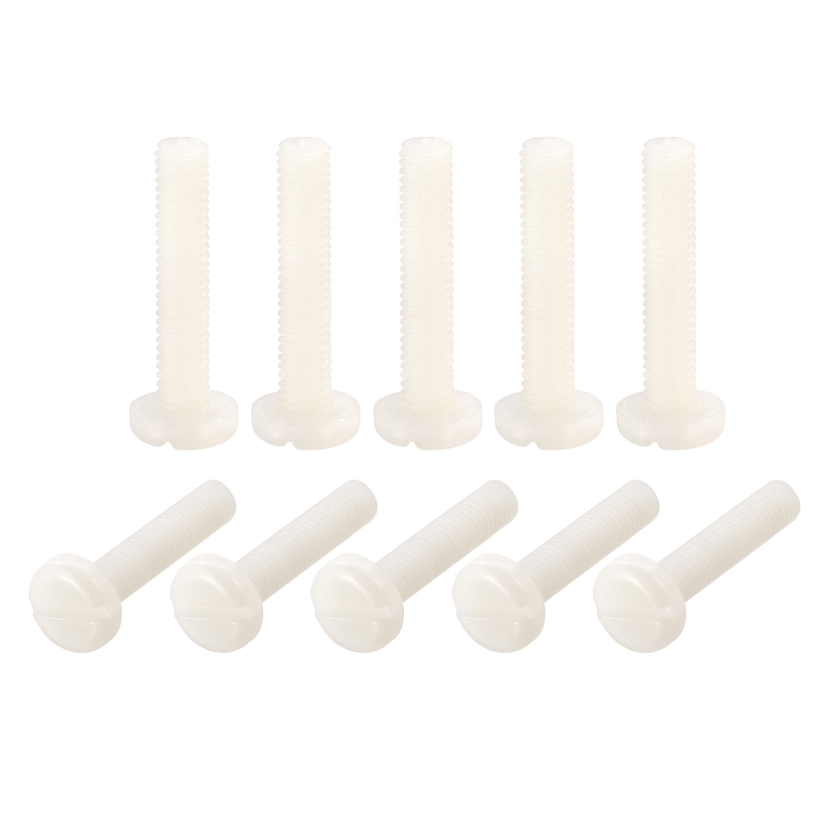 Uxcell Nylon Machine Screws, M6x30mm Slotted Pan Head Fasteners Bolts ...