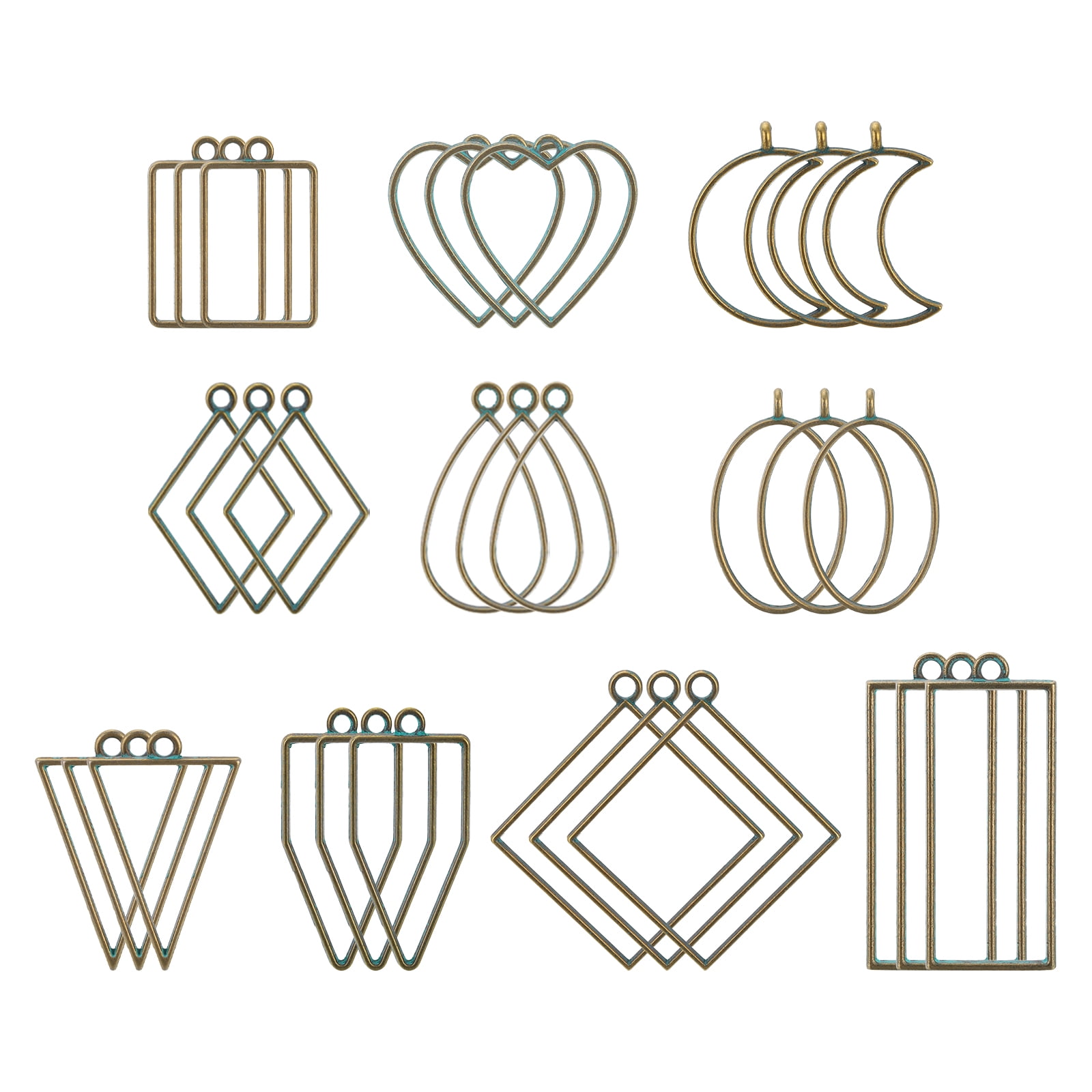 Uxcell Open Back Bezel Pendants, 3set 10 Styles Hollow Frame Charm ...