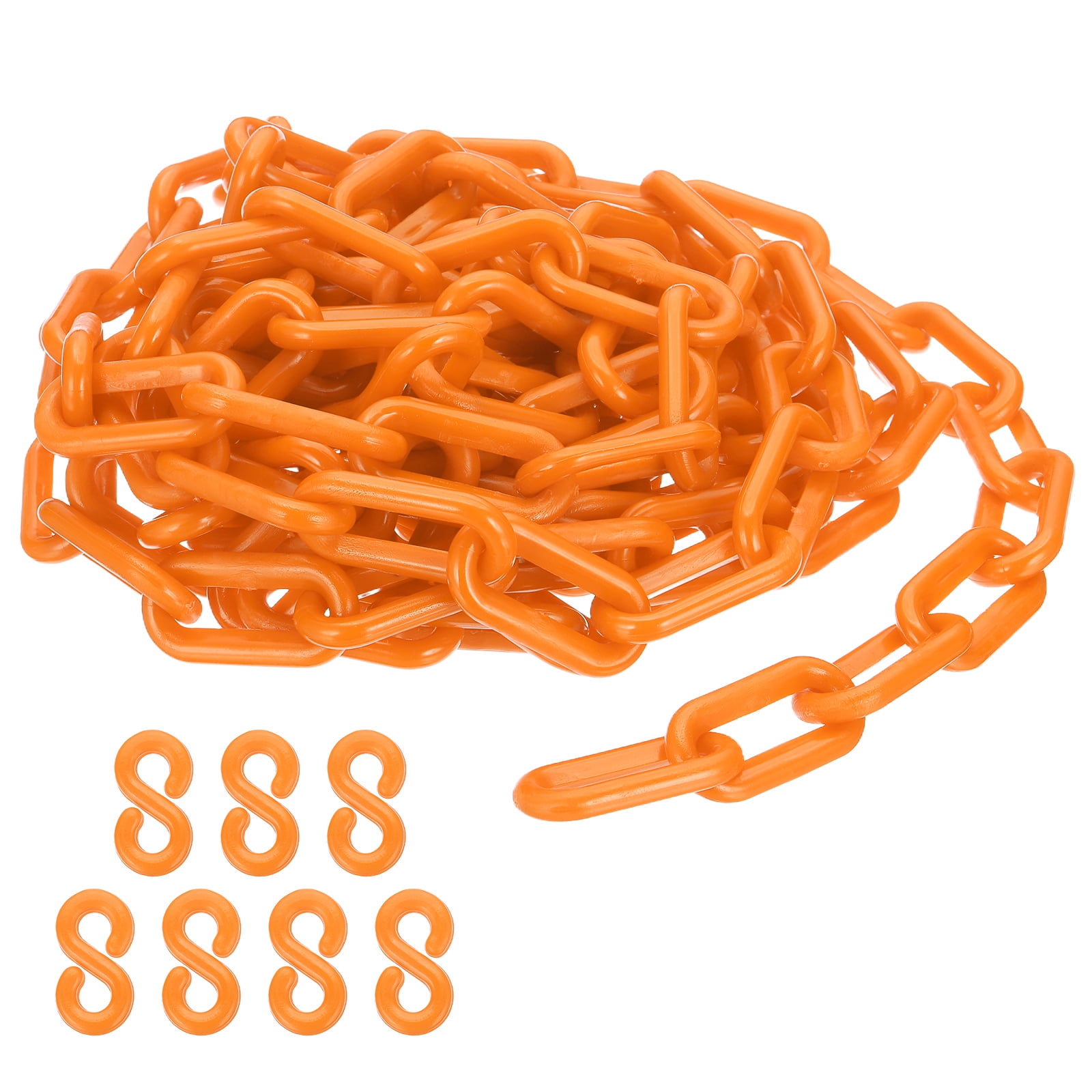 Uxcell Orange Plastic Chain, 16 ft 8mm Safety Barrier Chain for Crowd ...