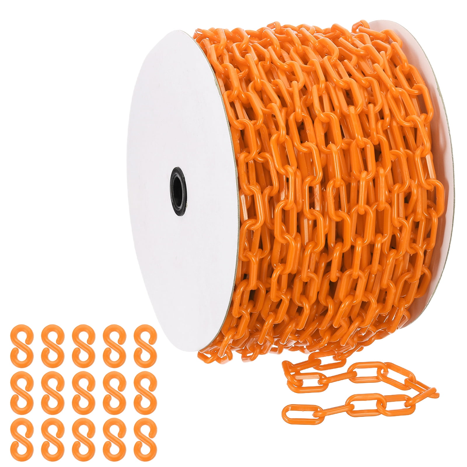 Uxcell Orange Plastic Chain, 164 ft 6mm Safety Barrier Chain for Crowd ...