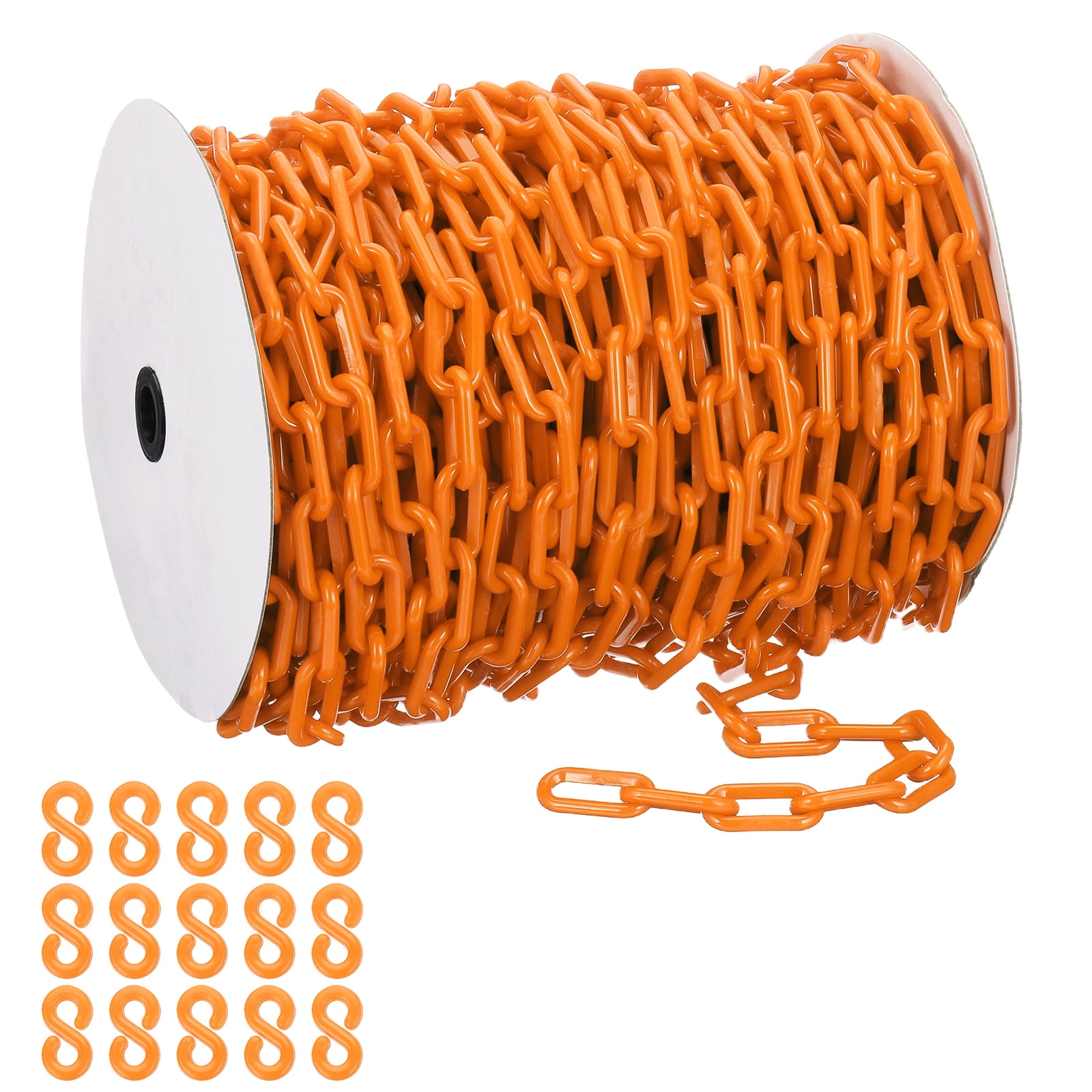 Uxcell Orange Plastic Chain, 164 ft 8mm Safety Barrier Chain for Crowd ...