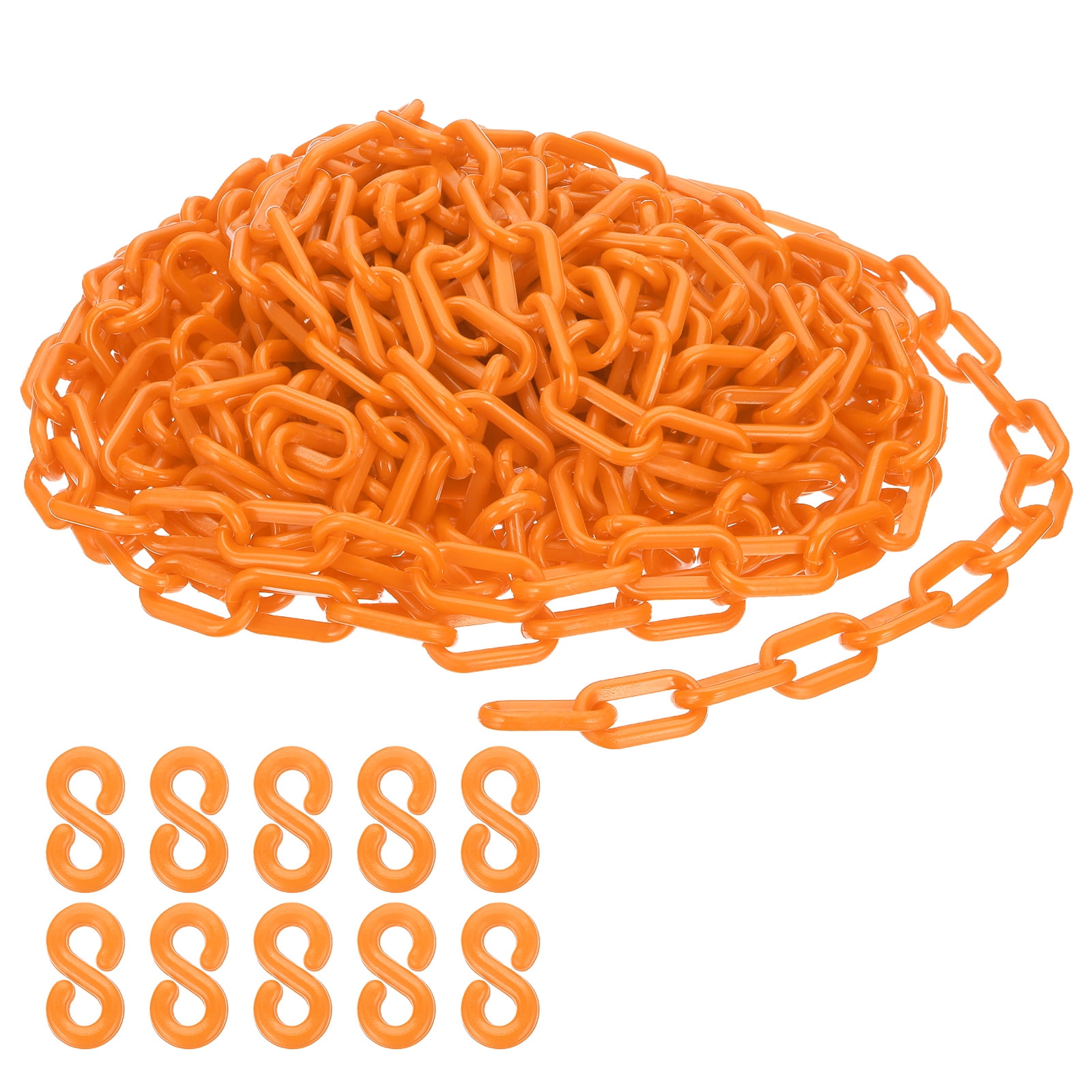 Uxcell Orange Plastic Chain, 39 ft 6mm Safety Barrier Chain for Crowd ...
