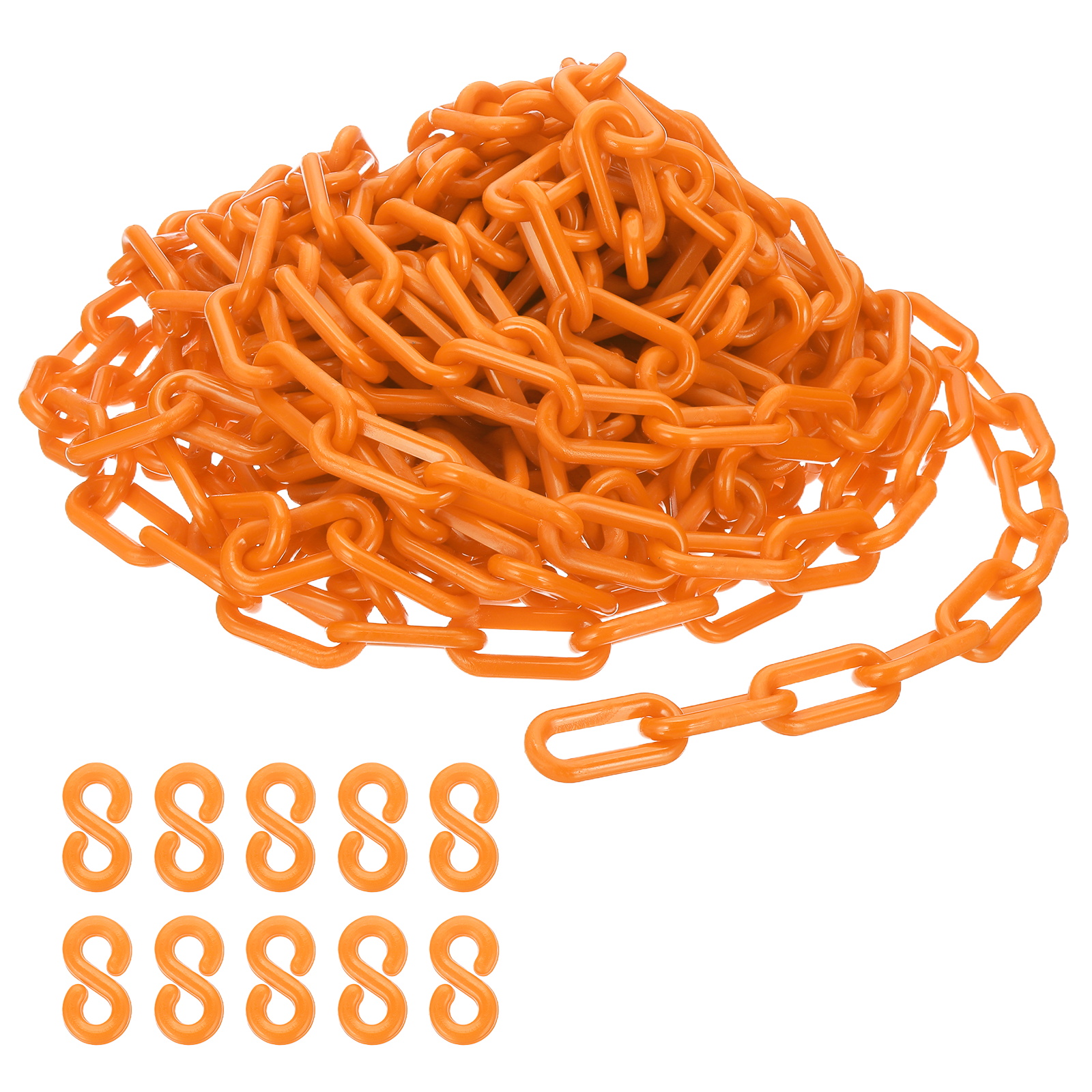 Uxcell Orange Plastic Chain, 39 ft 8mm Safety Barrier Chain for Crowd ...