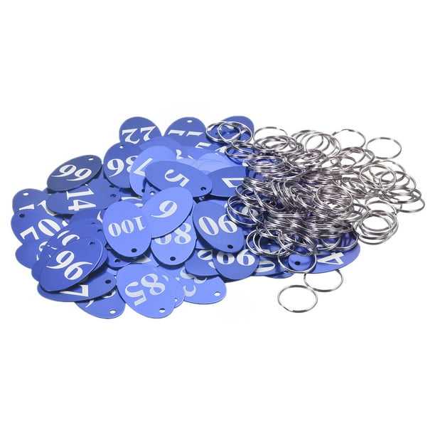 Uxcell Oval Number Tags Key Tag with Ring, 1-100 Numbered Blue ID Tag ...
