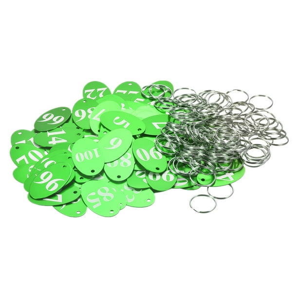 Uxcell Oval Number Tags Key Tag with Ring, 1-100 Numbered Green ID Tag ...