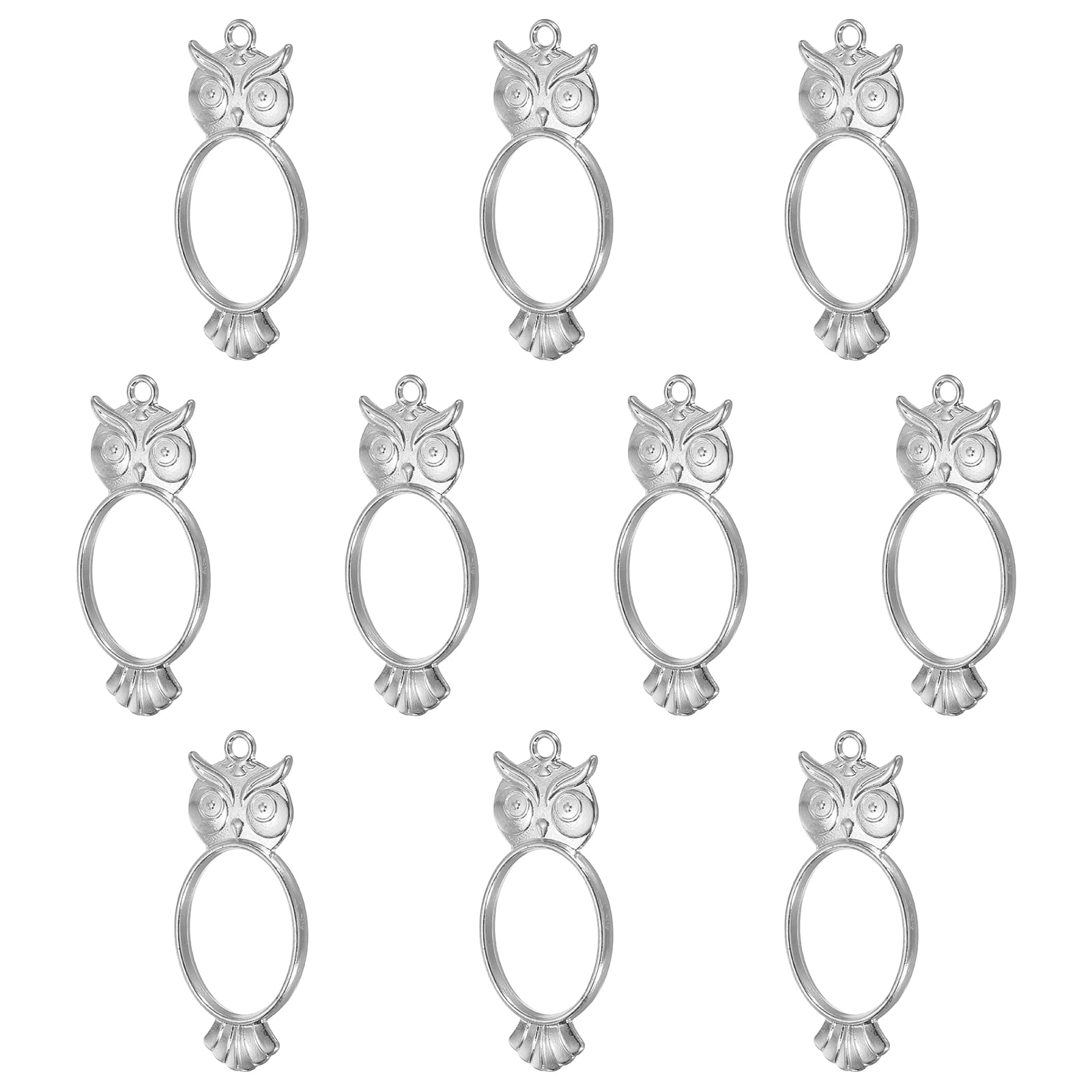 Uxcell Oval Owl Shaped Alloy Open Back Bezel Pendants DIY Hollow Resin ...