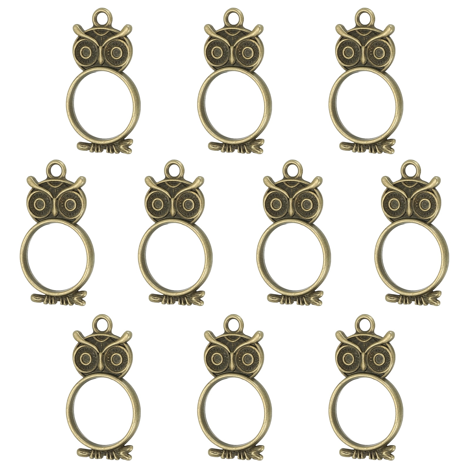 Uxcell Owl Shaped Alloy Open Back Bezel Pendants DIY Hollow Resin Frame ...