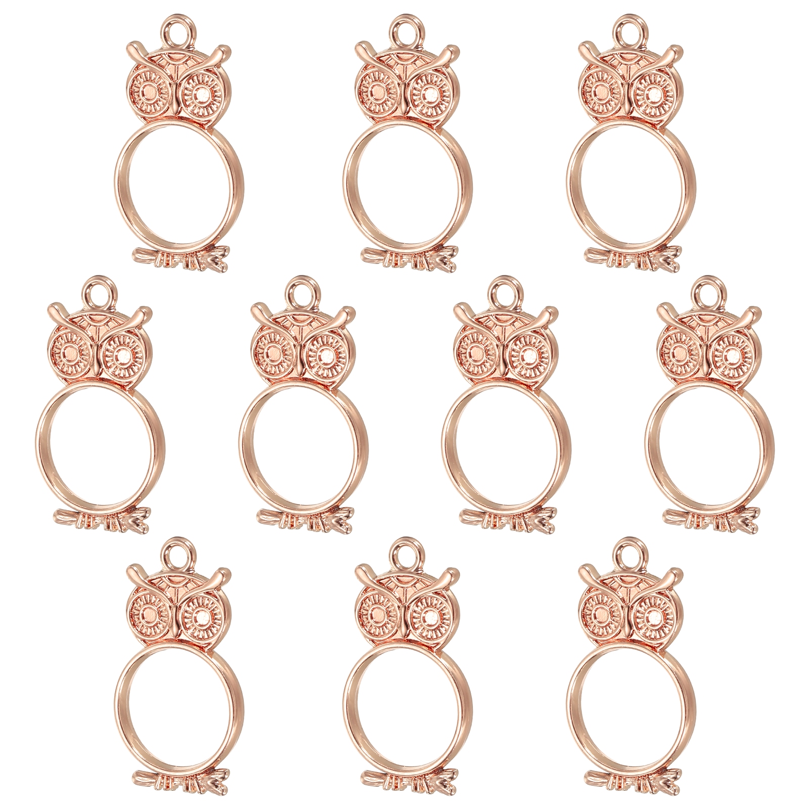 Uxcell Owl Shaped Alloy Open Back Bezel Pendants DIY Hollow Resin Frame ...