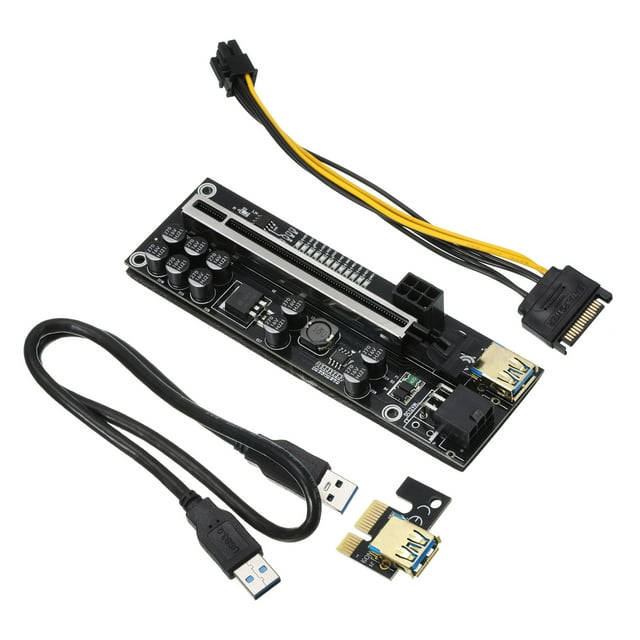 Uxcell PCI-E 1X to 16X Graphics Card Express Extender Riser with Power ...