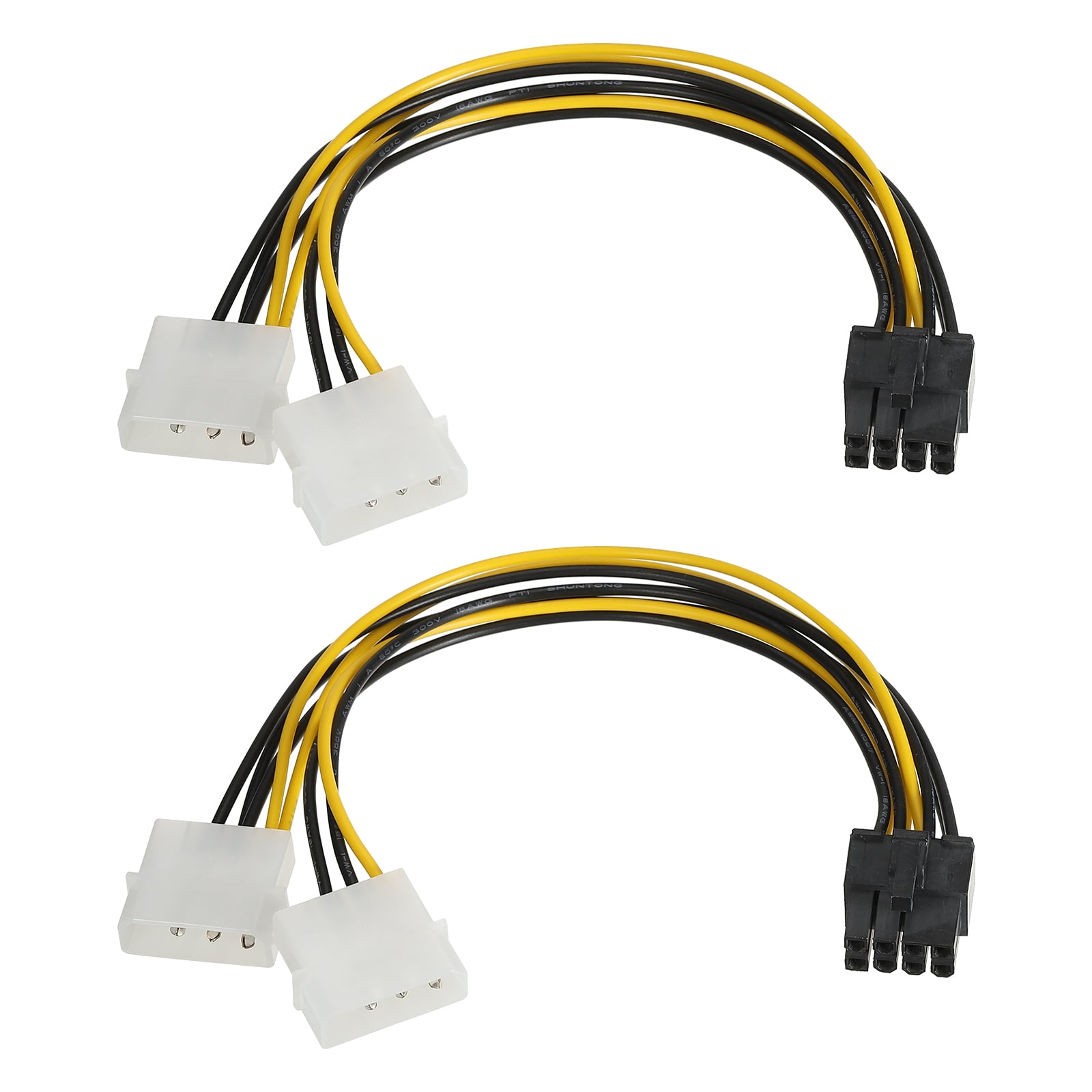 Uxcell PCIe Cable Dual 4 Pin to 8 Pin Male PCI Express Power Cable ...