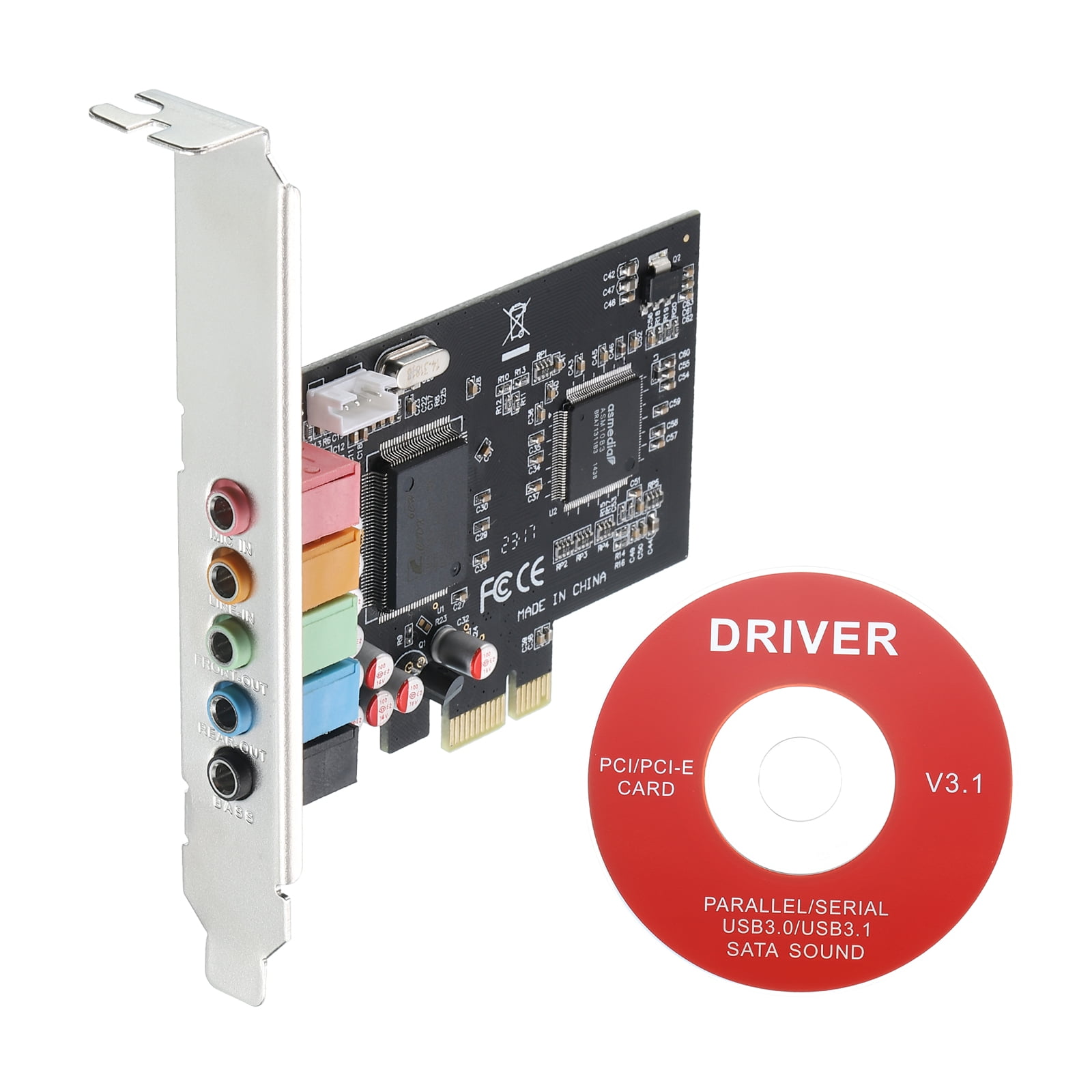 Uxcell Pcie Sound Card Internal 5 1 Stereo Audio Card 24 Bit With Cd Computer Case Built In