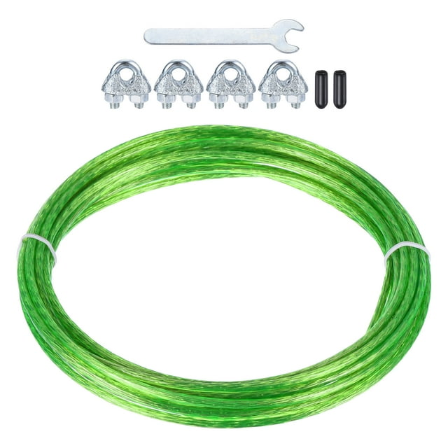 Uxcell PE Coated Steel Cable, 5/32"x20ft Plastic Clothesline Steel Core ...