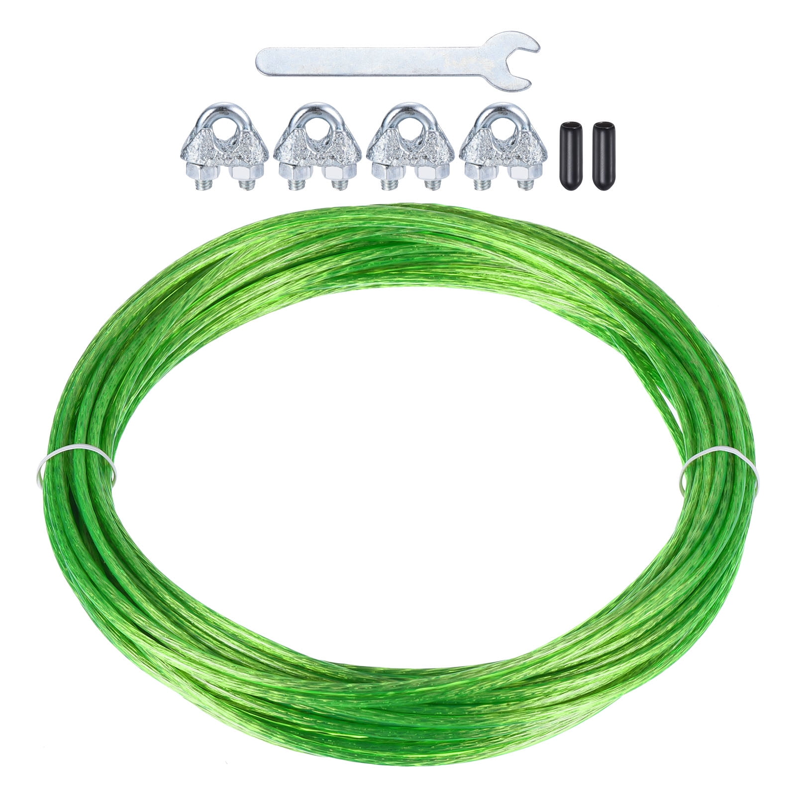 Uxcell PE Coated Steel Cable, 5/32"x49ft Plastic Clothesline Steel Core ...