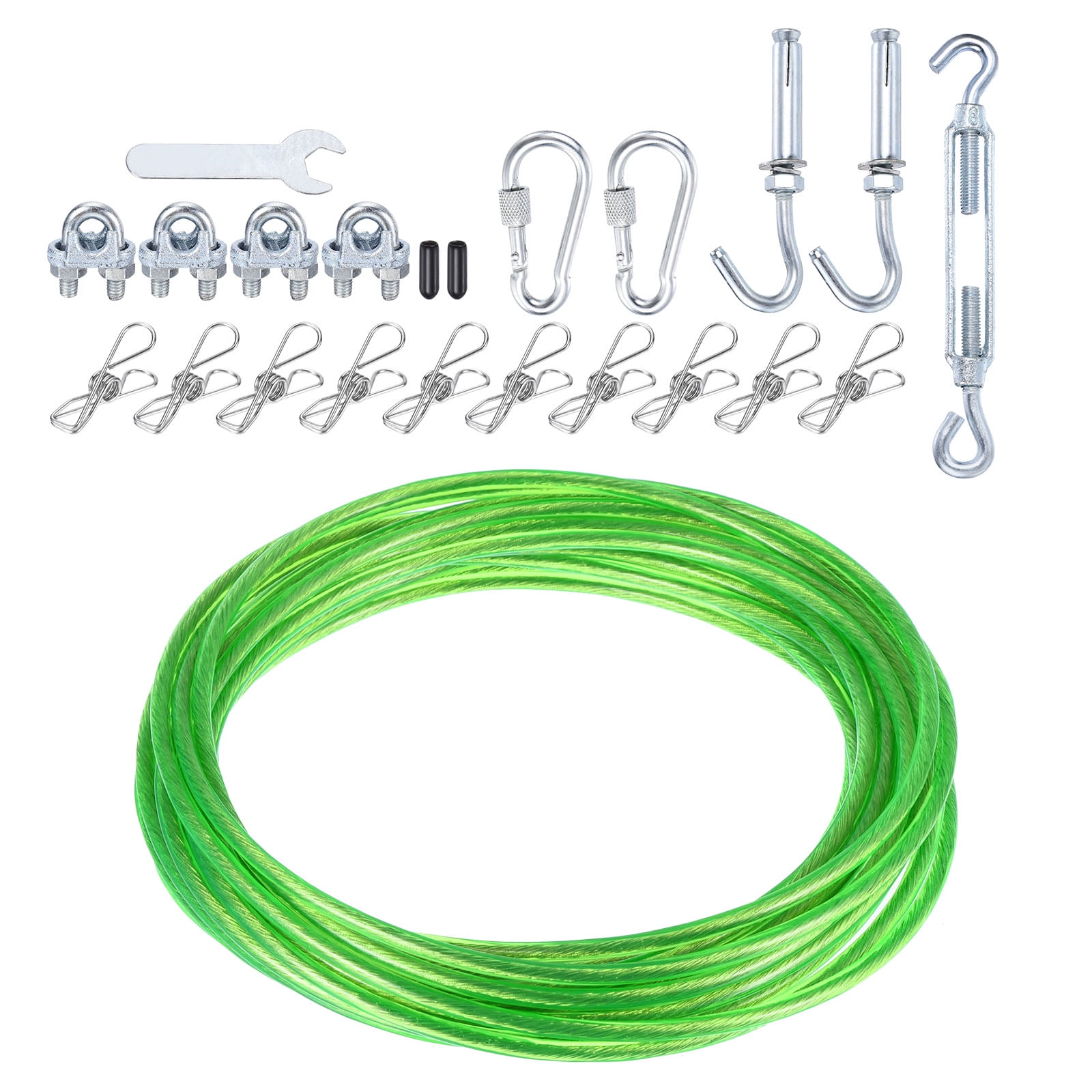 Uxcell PE Coated Steel Cable Kit, 1/4"x33ft Plastic Clothesline Steel ...