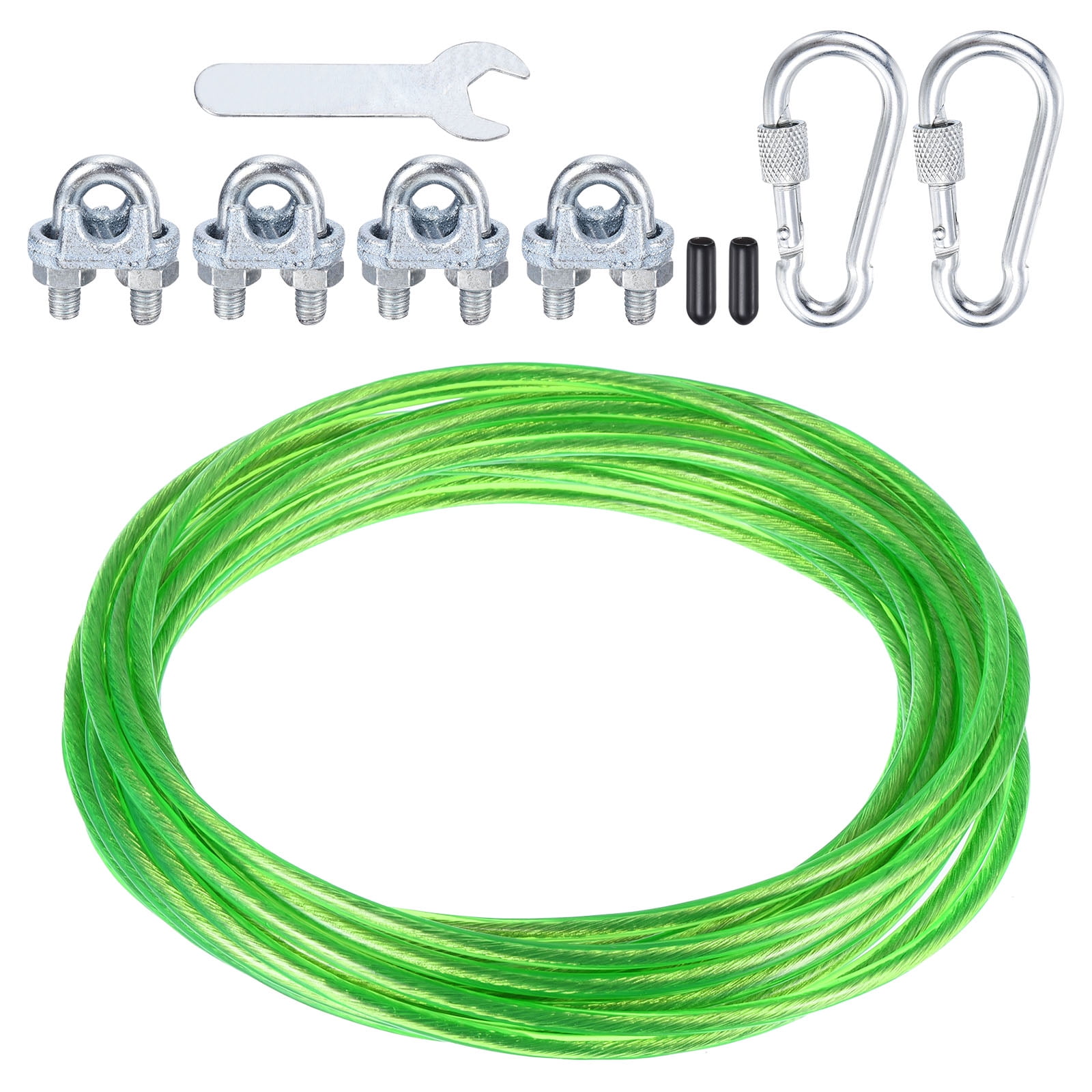 Uxcell PE Coated Steel Cable Kit, 1/4"x33ft Plastic Clothesline Steel ...