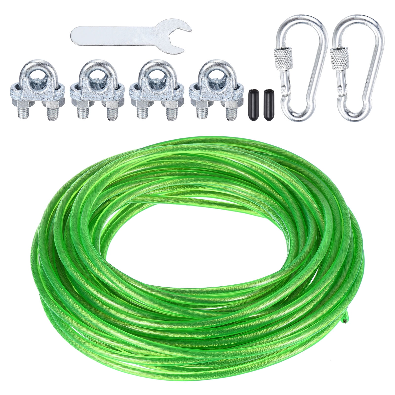 Uxcell PE Coated Steel Cable Kit, 1/4"x49ft Plastic Clothesline Steel ...