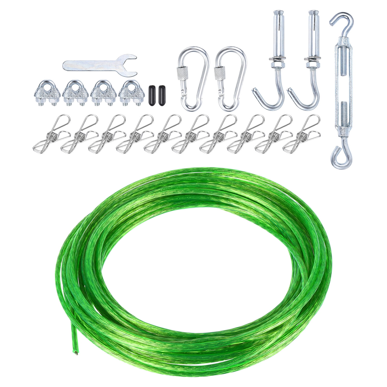 Uxcell PE Coated Steel Cable Kit, 5/32"x33ft Plastic Clothes Line Steel ...