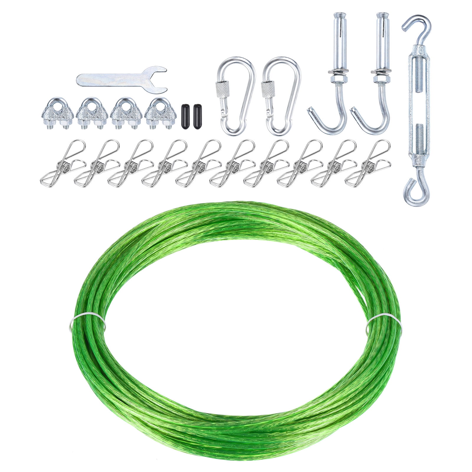 Uxcell PE Coated Steel Cable Kit, 5/32"x49ft Plastic Clothes Line Steel ...