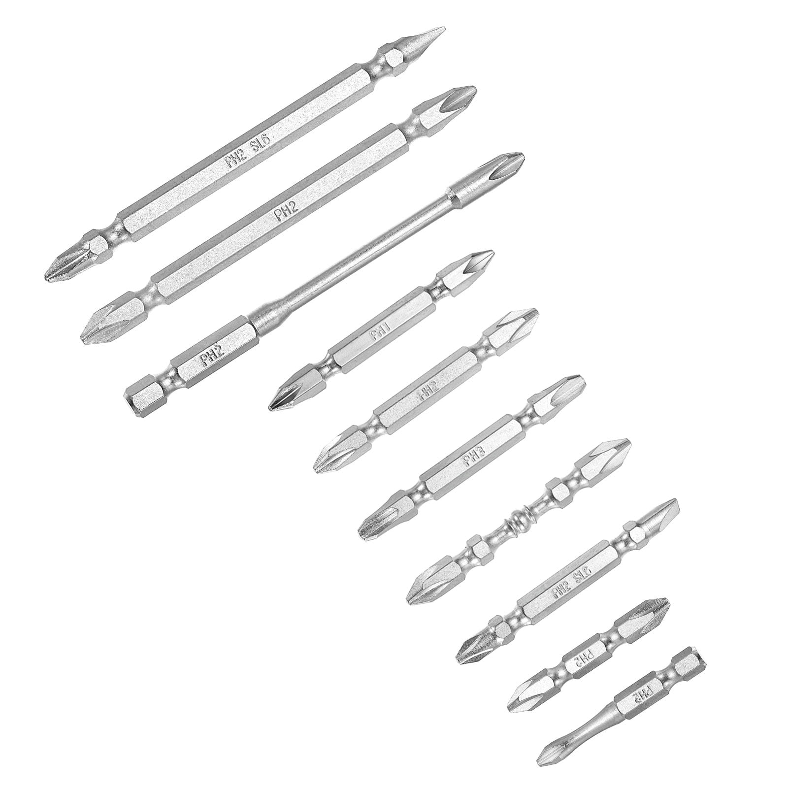 Uxcell PH1/PH2/PH3/SL6 Double End Screwdriver Bit Set, 1/4" Hex Shank ...