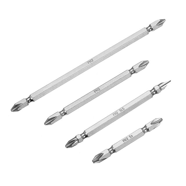 Uxcell PH2/SL6 Magnetic Double End Screwdriver Bit Set, 1/4" Hex Shank S2 Steel Drill Bits ...