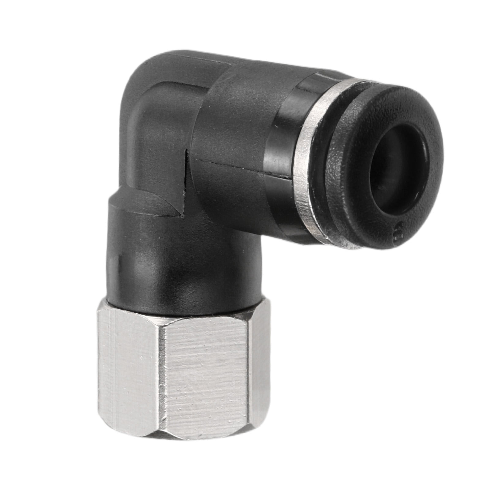 Uxcell PLF6-N01 Pneumatic Female Elbow 6mm Tube OD x 1/8" NPT 90 Degree Push to Connect Air Tube ...