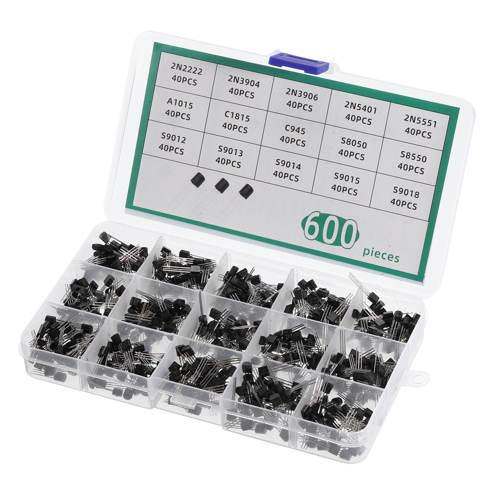 Uxcell PNP NPN Power Transistor Assortment Kit 15 Types 3 Pin ...