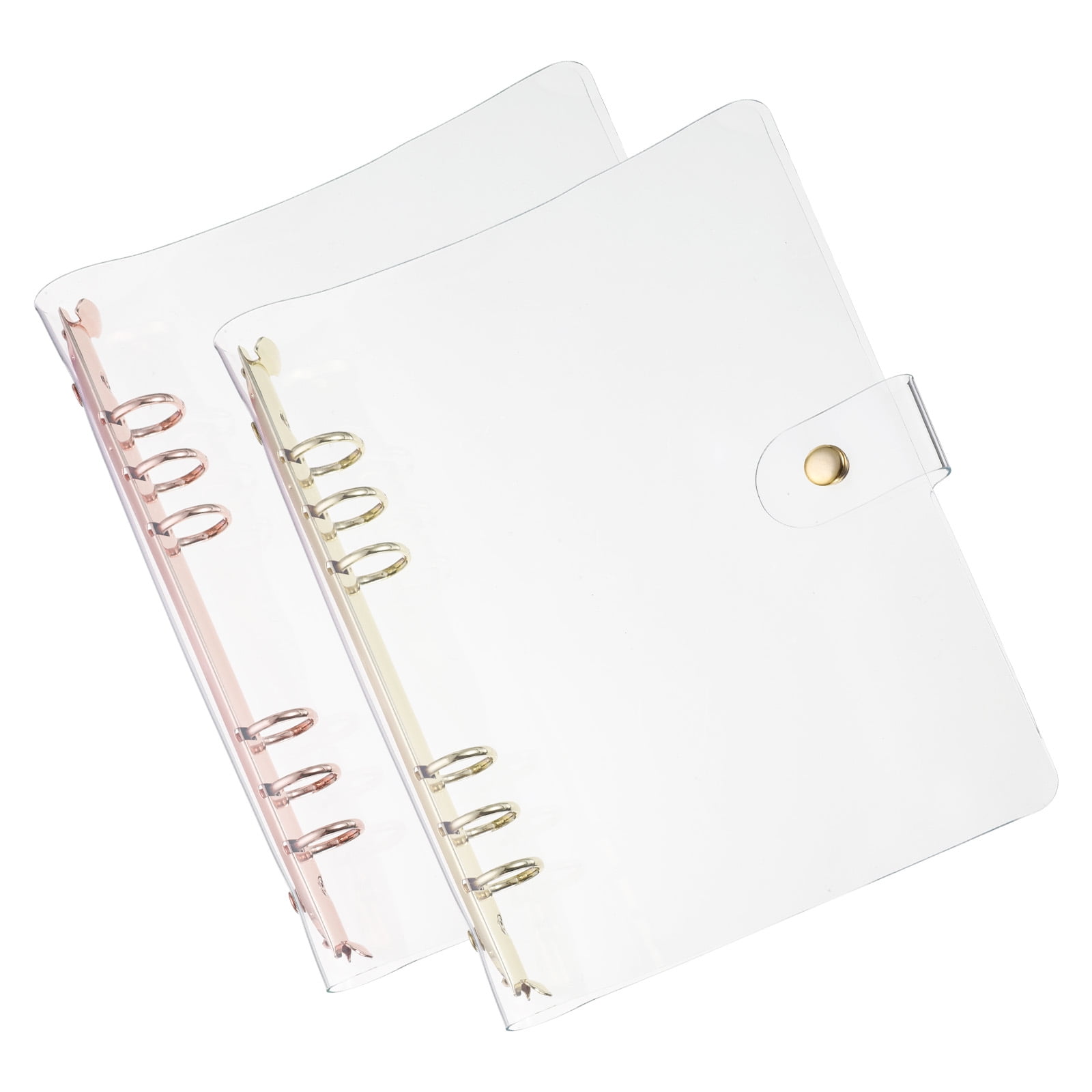 Uxcell PVC A5 Clear Binder Cover with Snap Button Closure 6 Ring ...