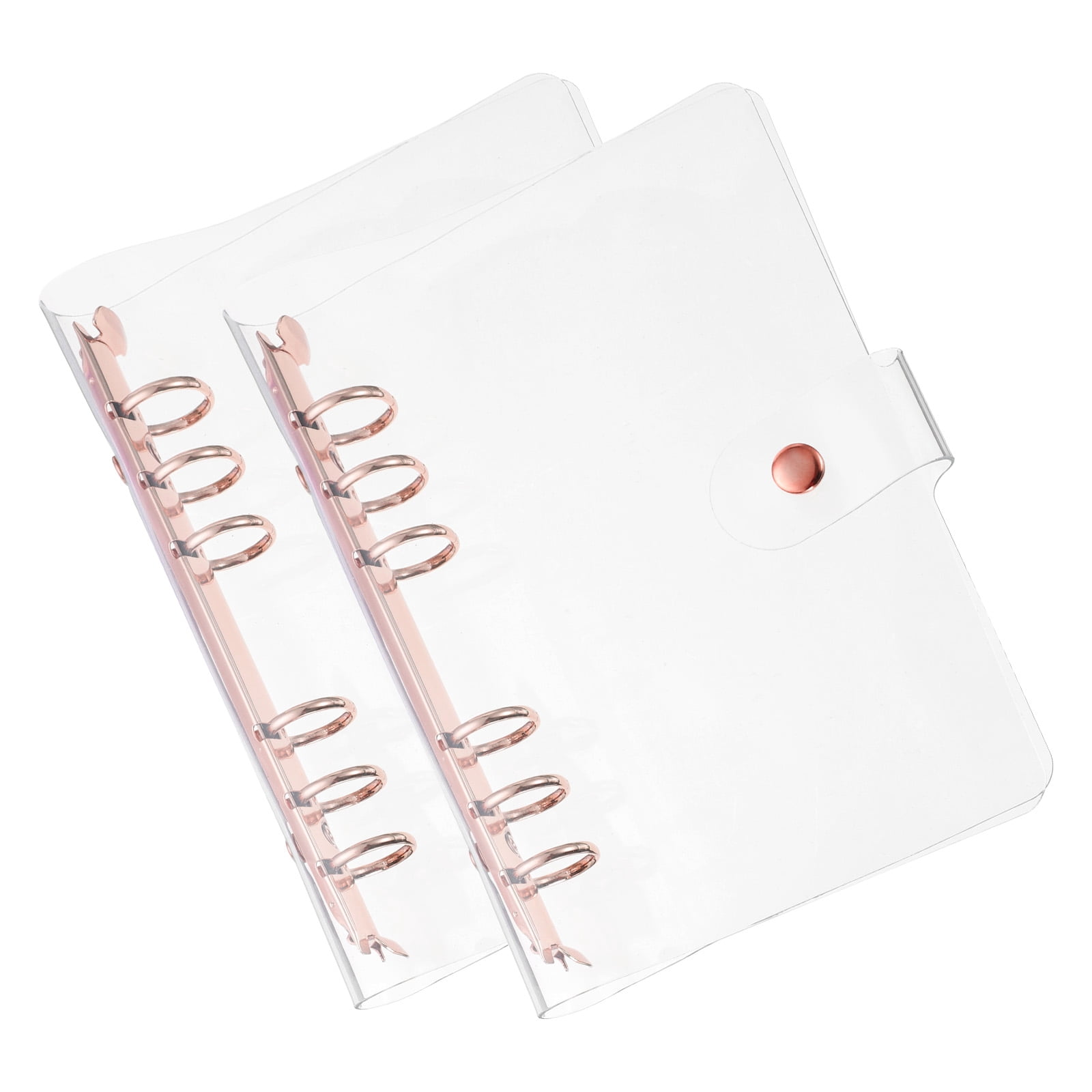 Uxcell A6 Clear Binder Cover with Snap Button Closure 6 Ring,Rose Gold ...