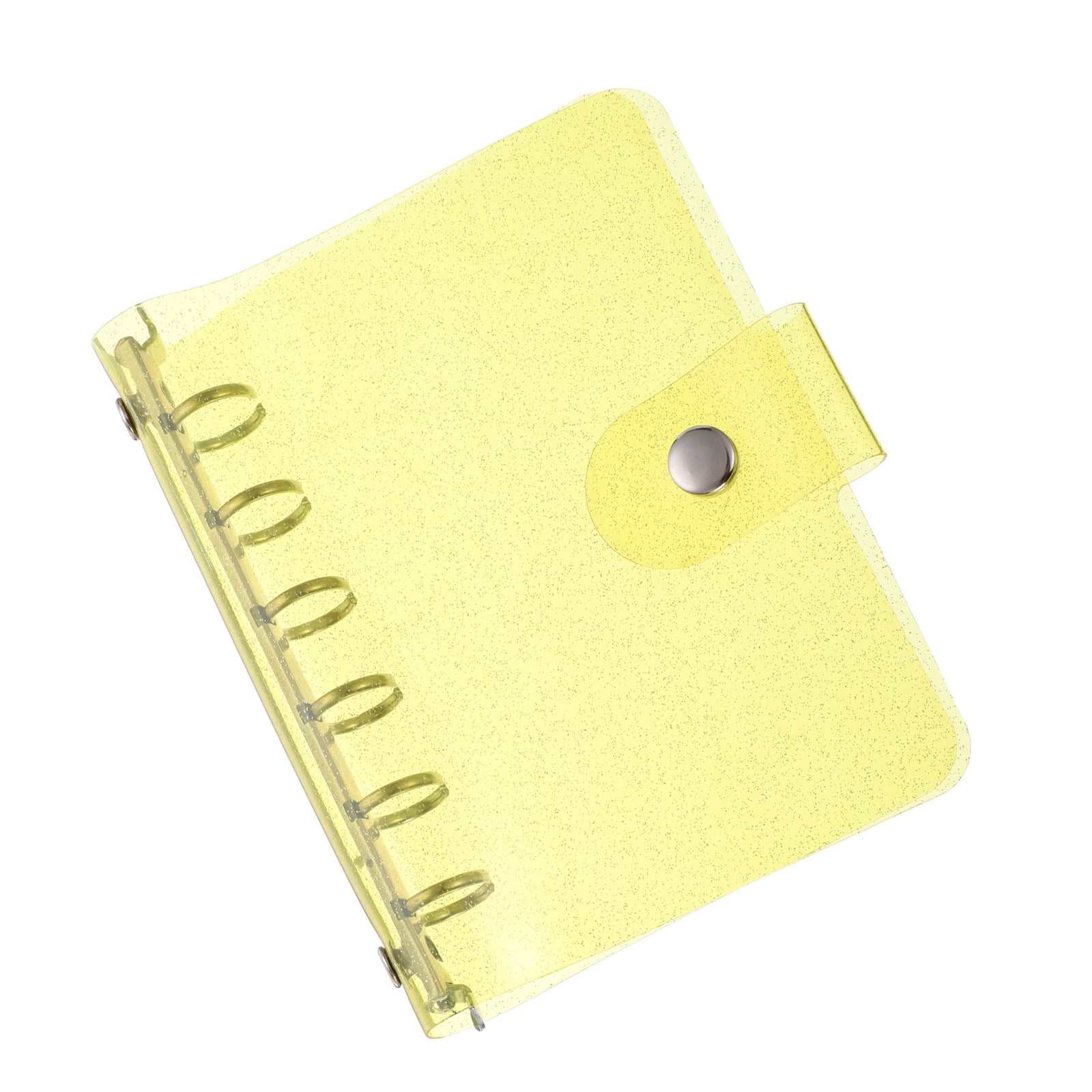 Uxcell A7 Bling Clear Binder Cover with Snap Button Closure, Yellow ...