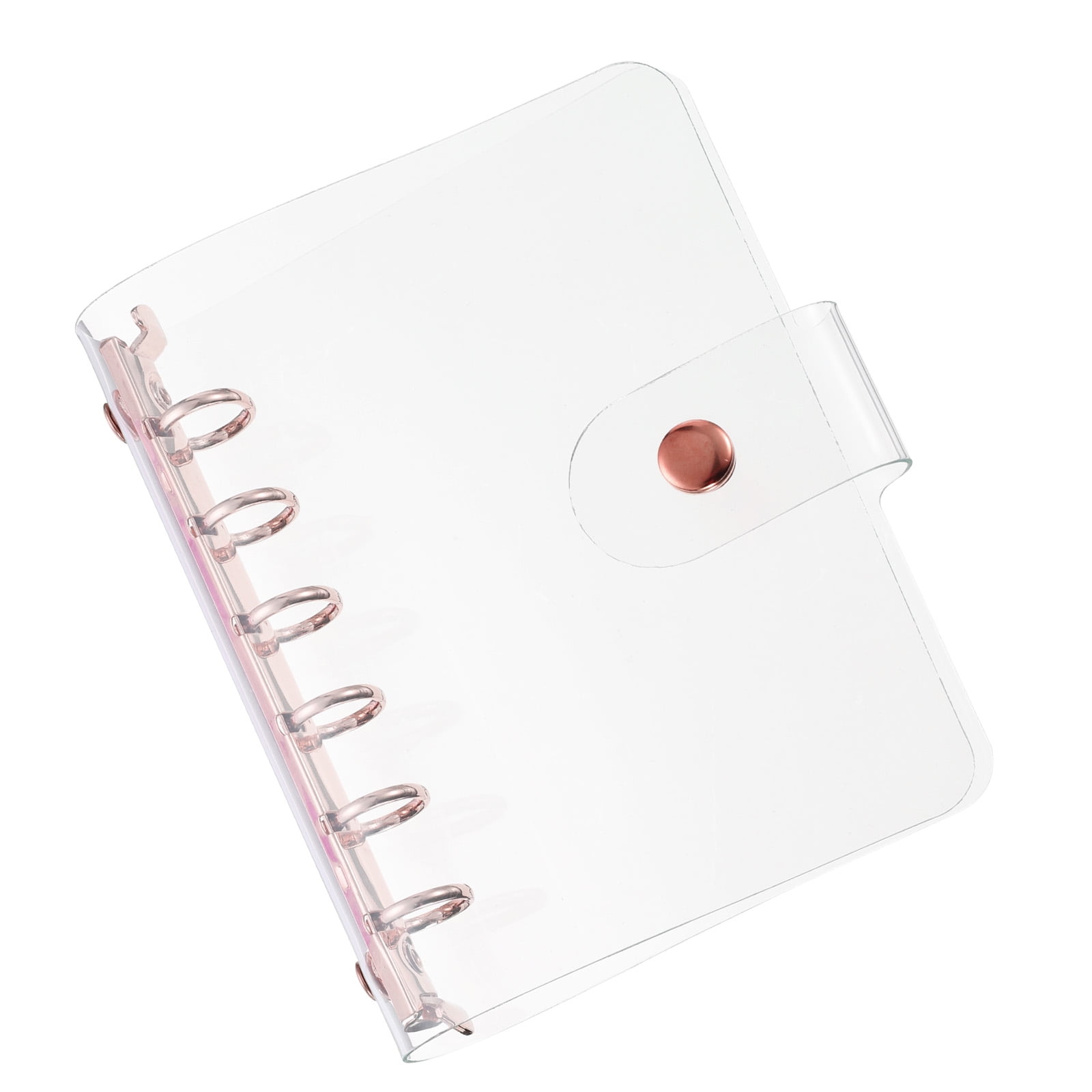 Uxcell A7 Clear Binder Cover with Snap Button Closure 6 Ring, Rose Gold ...
