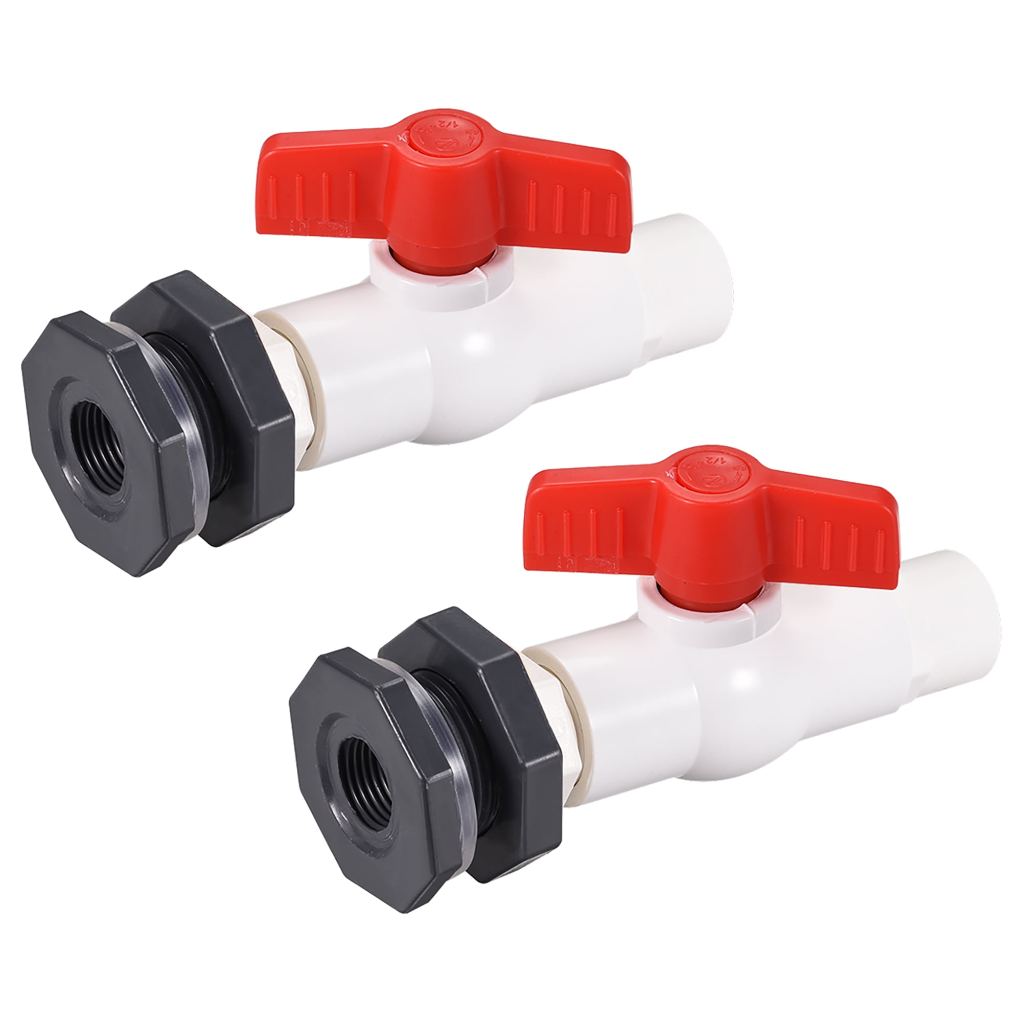 Uxcell PVC Ball Valve Connector Spigot Kit G1/2 with Bulkhead Fitting ...
