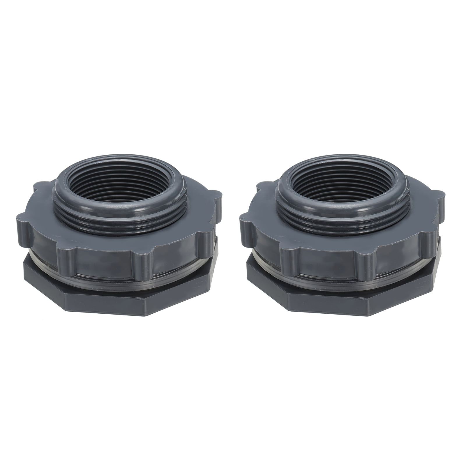Uxcell PVC Bulkhead Fitting G 1-1/2, 2 Pcs Double Threaded Bulkhead ...