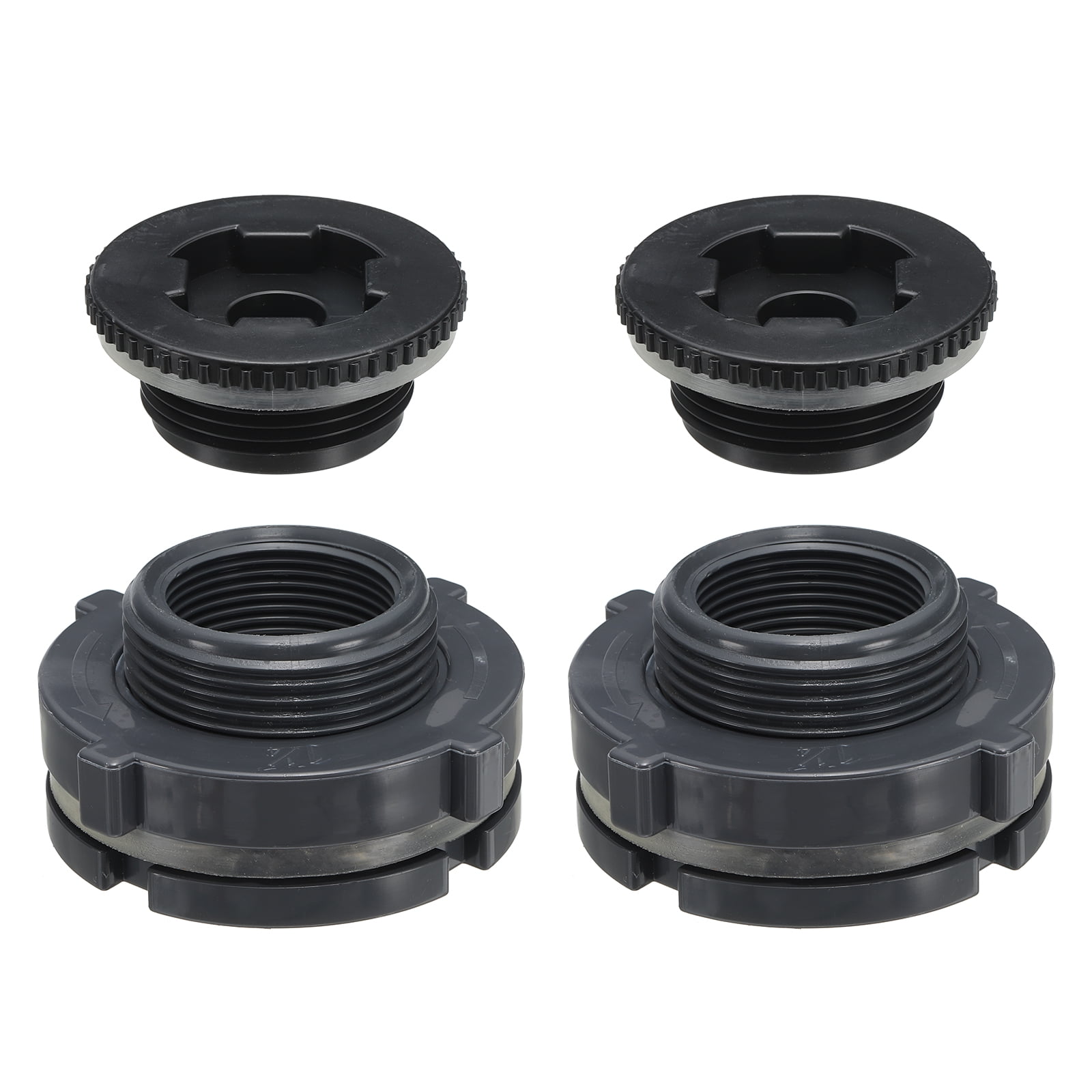 Uxcell PVC Bulkhead Fitting with Plug G 1-1/4, 2 Pcs Double Threaded ...