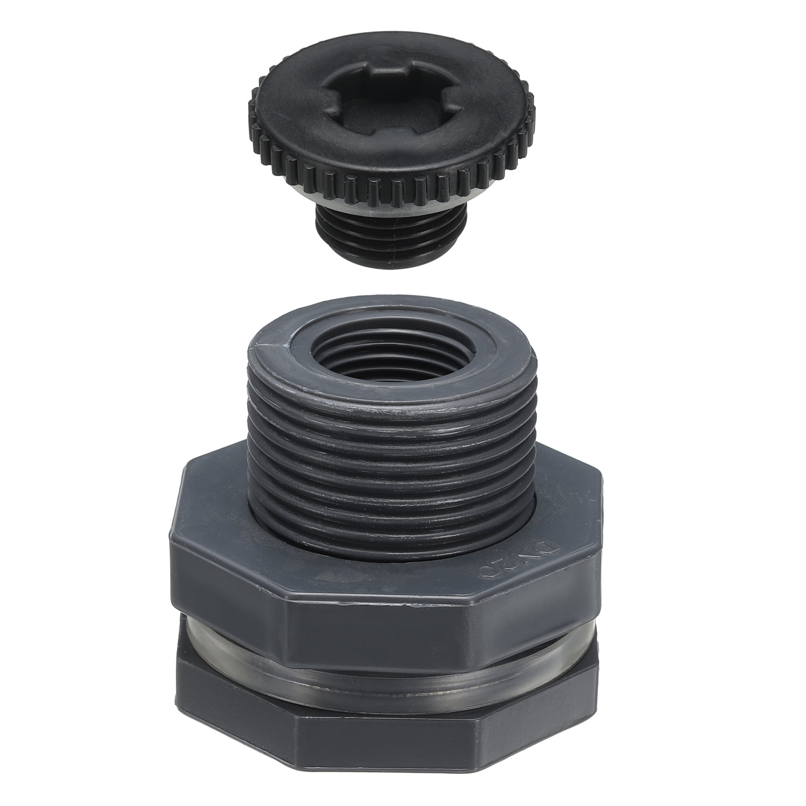 Uxcell PVC Bulkhead Fitting with Plug G 1/2, Double Threaded Bulkhead ...