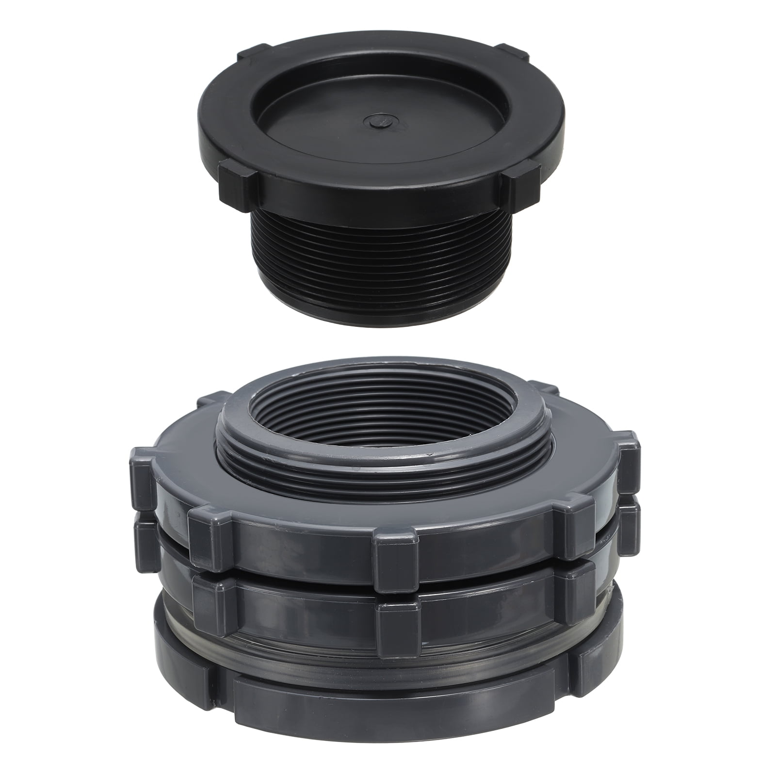 Uxcell PVC Bulkhead Fitting with Plug G 2-1-2, Double Threaded Bulkhead Water Tank Connector ...