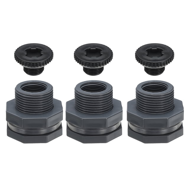 Uxcell Bulkhead Fitting with Plug G 3/4, 3 Pcs Double Threaded Bulkhead ...