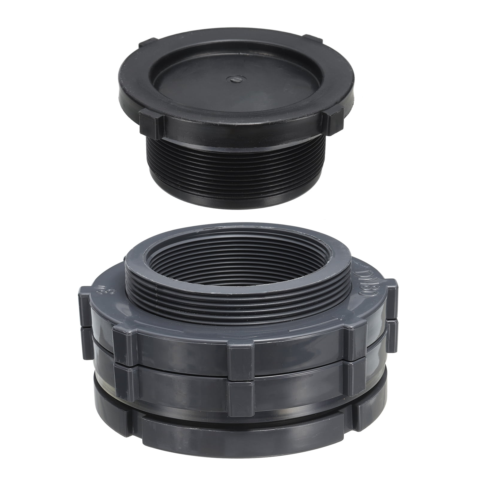 Uxcell PVC Bulkhead Fitting with Plug G 3, Double Threaded Bulkhead ...