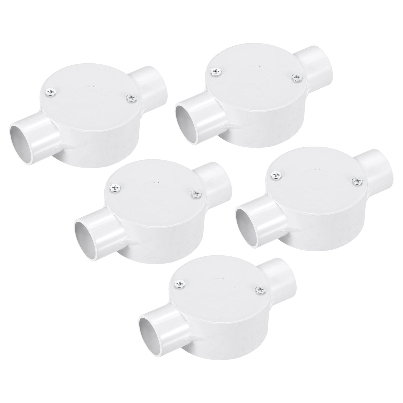 5Pcs PVC Conduit Box Junction Box 2 Way 25mm with Cover, M4 Screws for ...