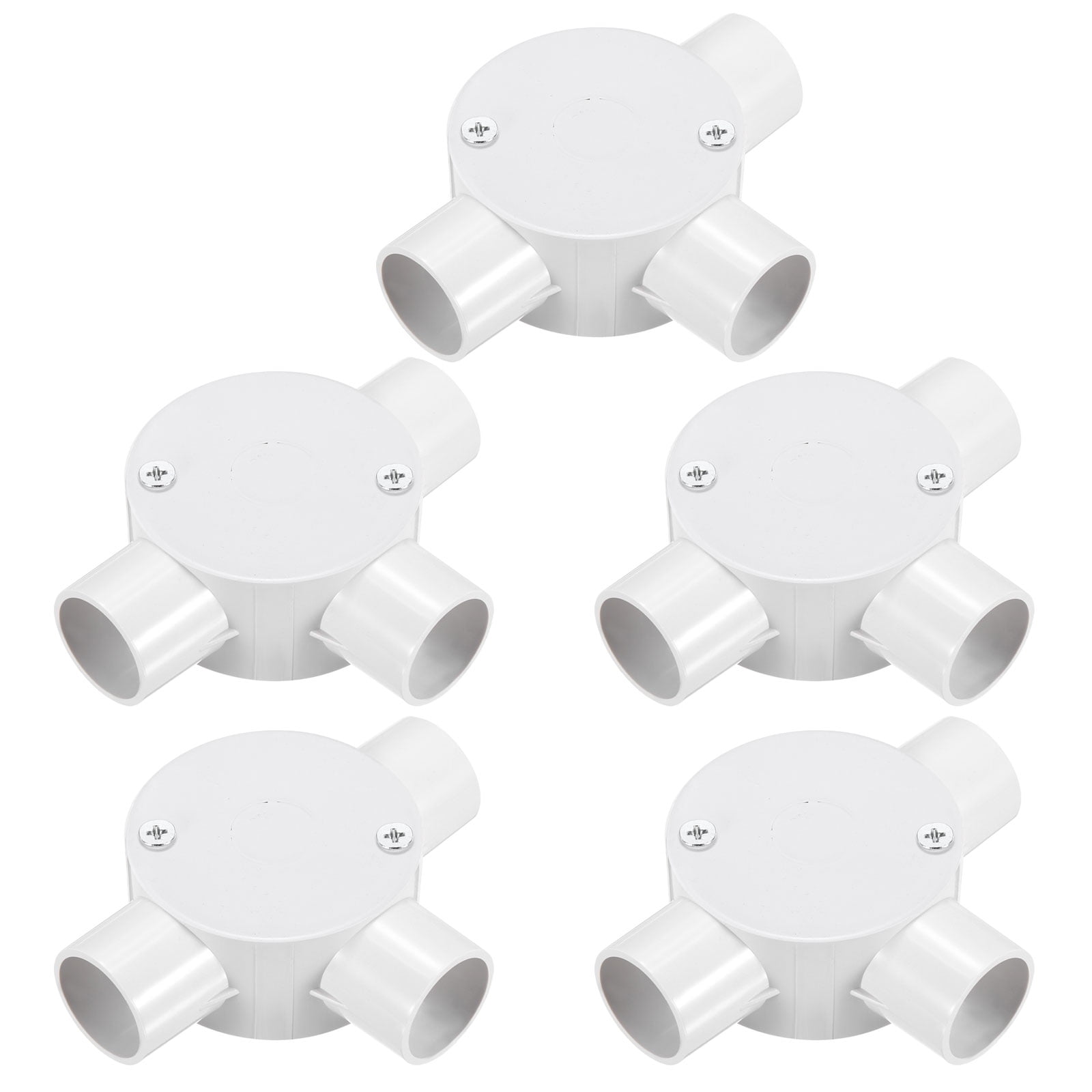 5Pcs PVC Conduit Box Junction Box 3 Way 25mm with Cover, M4 Screws for ...